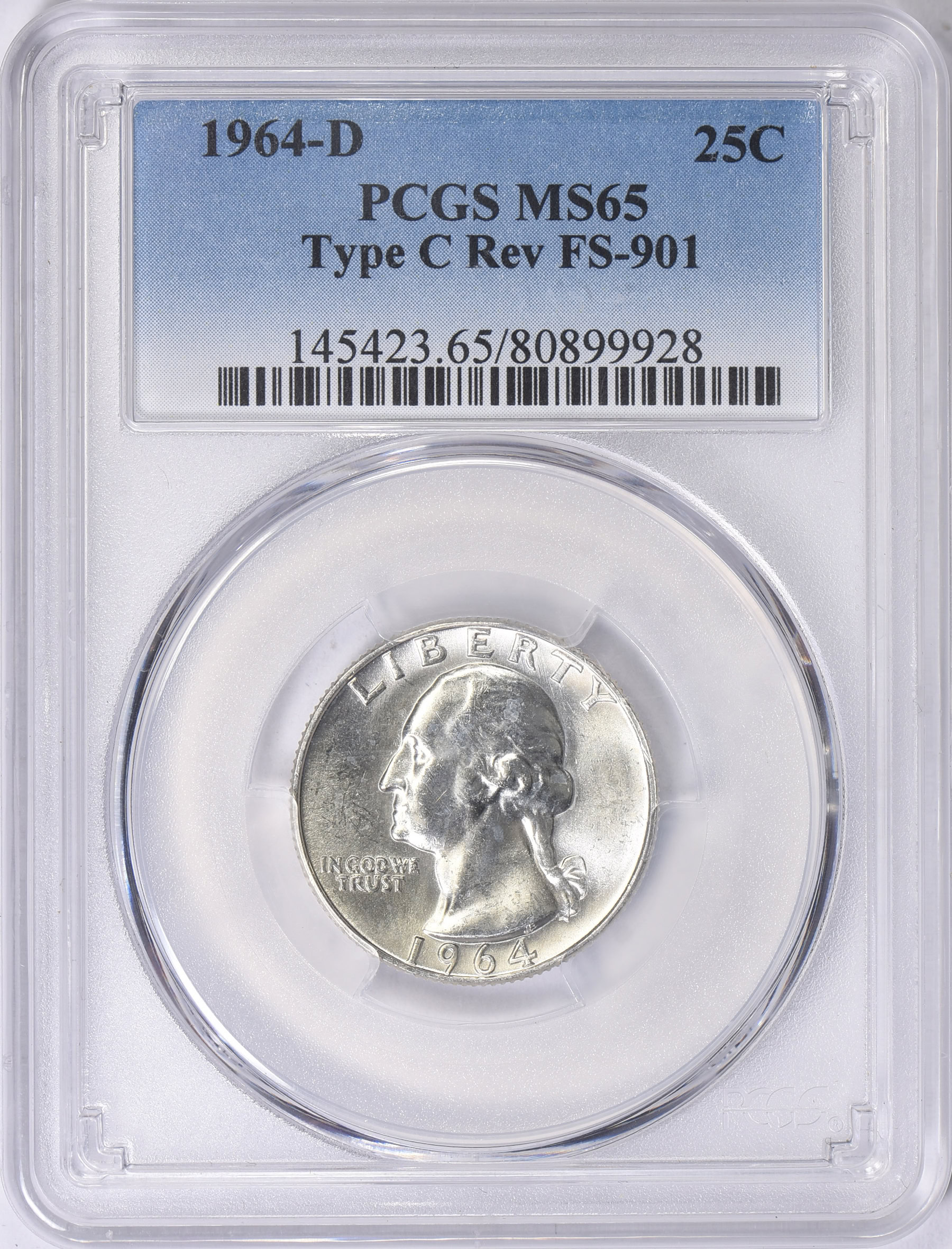 1964-D Washington Quarter Type C Reverse FS-901 PCGS MS-65 (Item 1698234) | GreatCollections ...