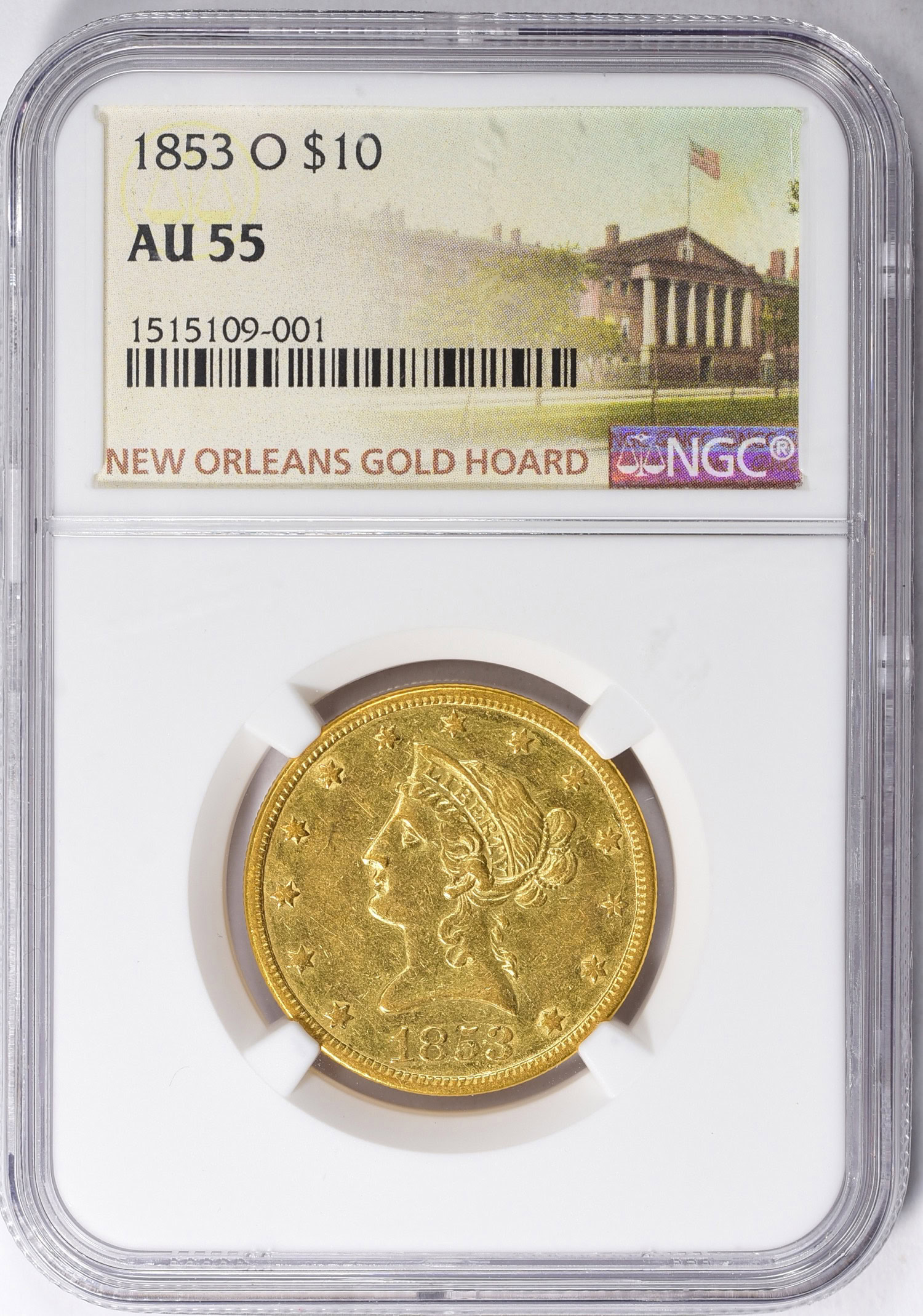 1853-O Liberty Gold Eagle NGC AU-55 (New Orleans Gold Hoard) (Item 1698256) | GreatCollections ...