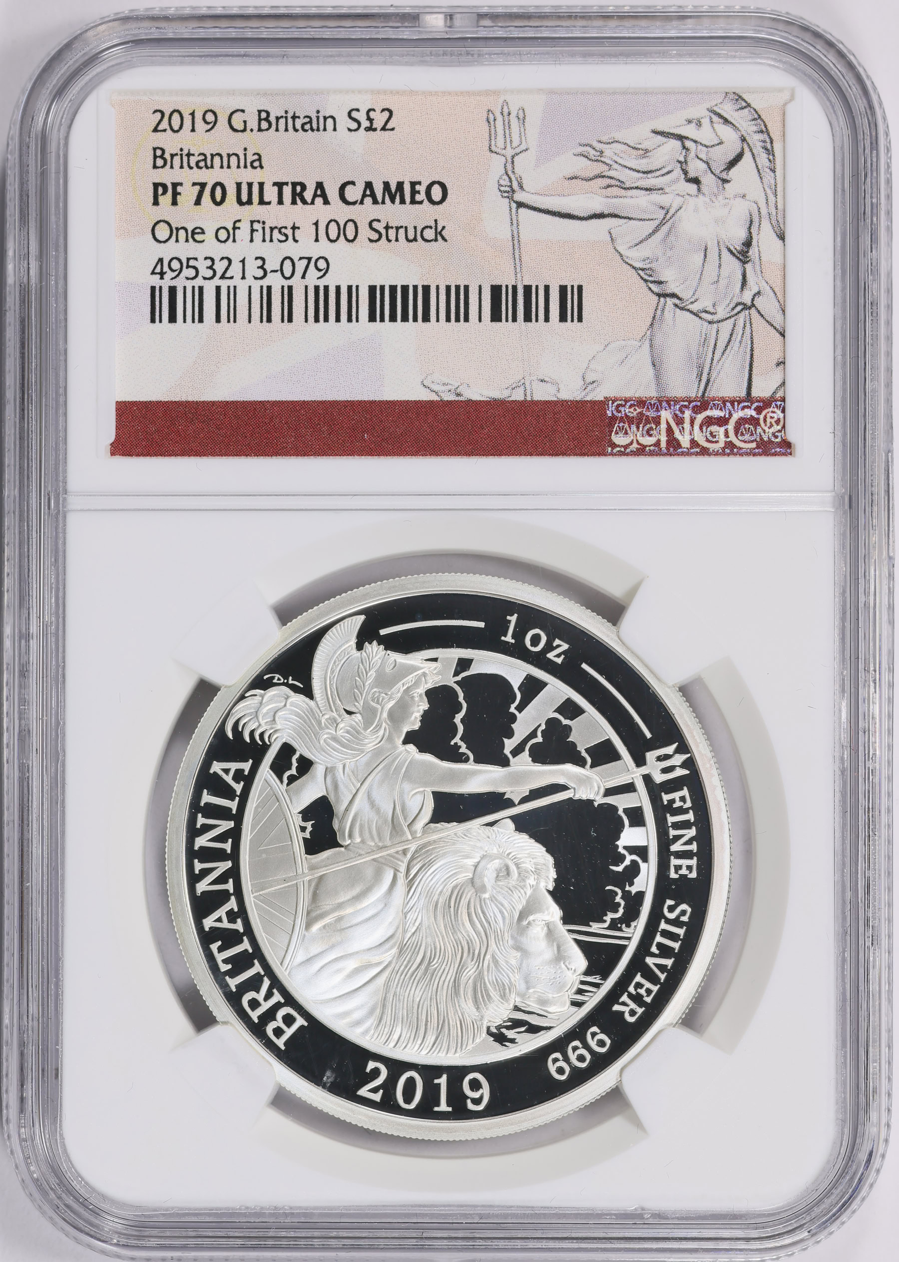 Great Britain 2019 Silver £2 Britannia in Display Case NGC Proof-70 UC ...