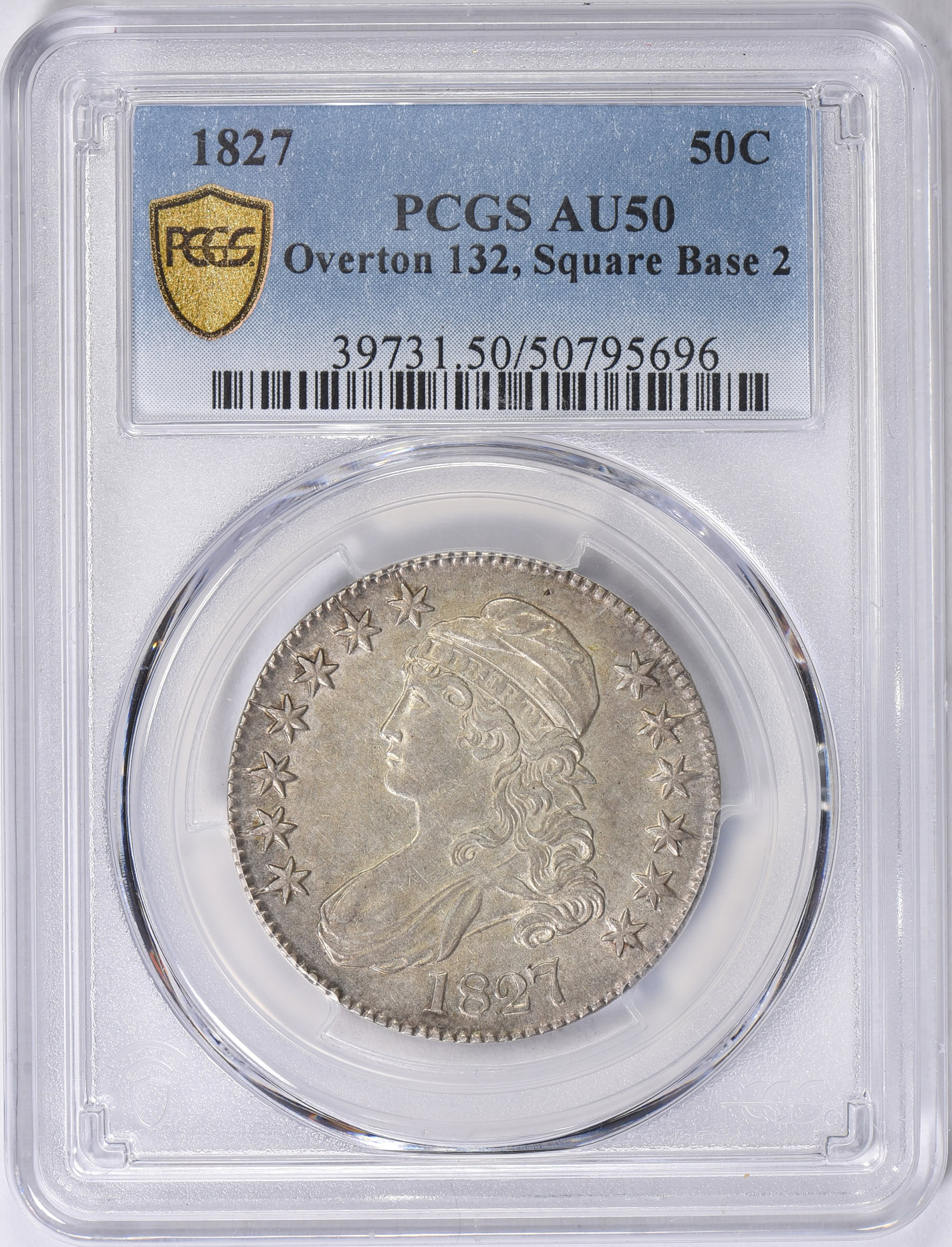 1827 Capped Bust Half Dollar Square Base 2 Overton 132 PCGS AU-50 (Item ...