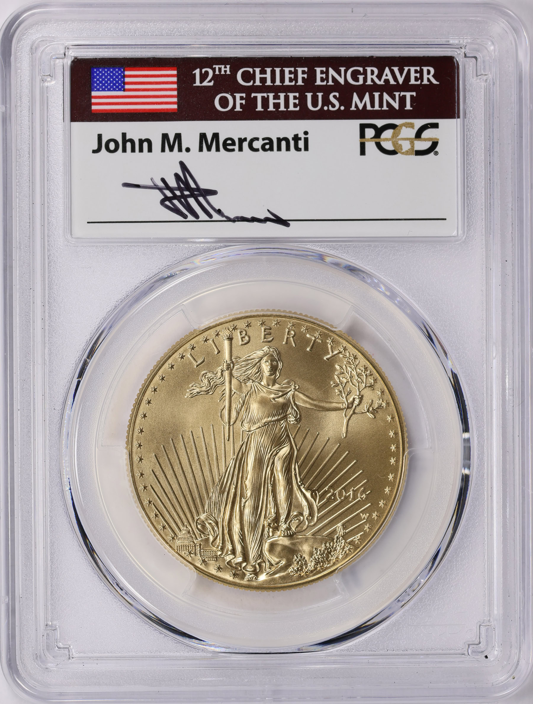 2016-W $50 One-Ounce Gold American Eagle Burnished 30th Anniversary PCGS SP-70 (Mercanti Signed ...