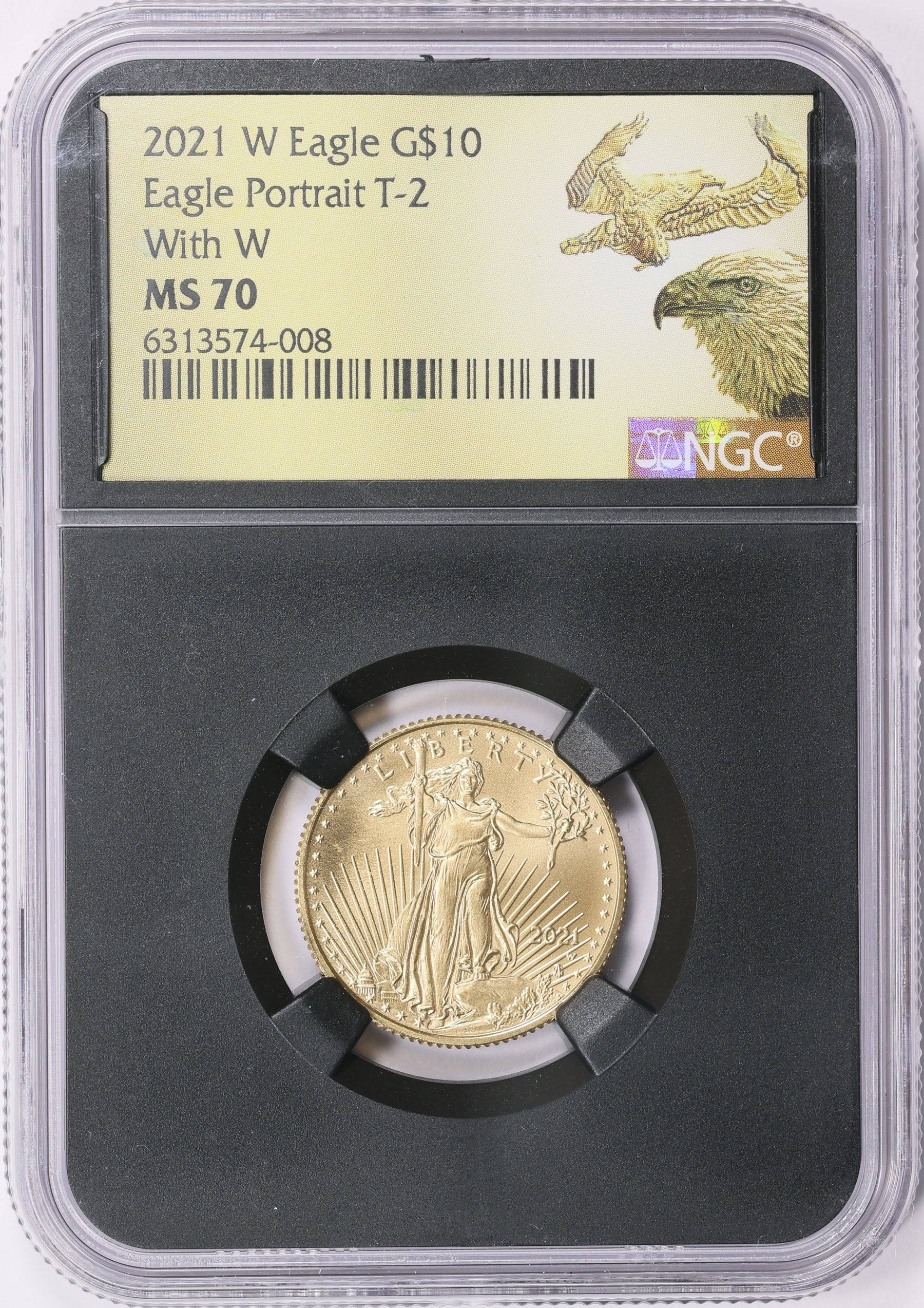 2021-W $10 Quarter-Ounce Gold American Eagle Type 2 Unfinished Proof Dies NGC MS-70 (Black Retro ...