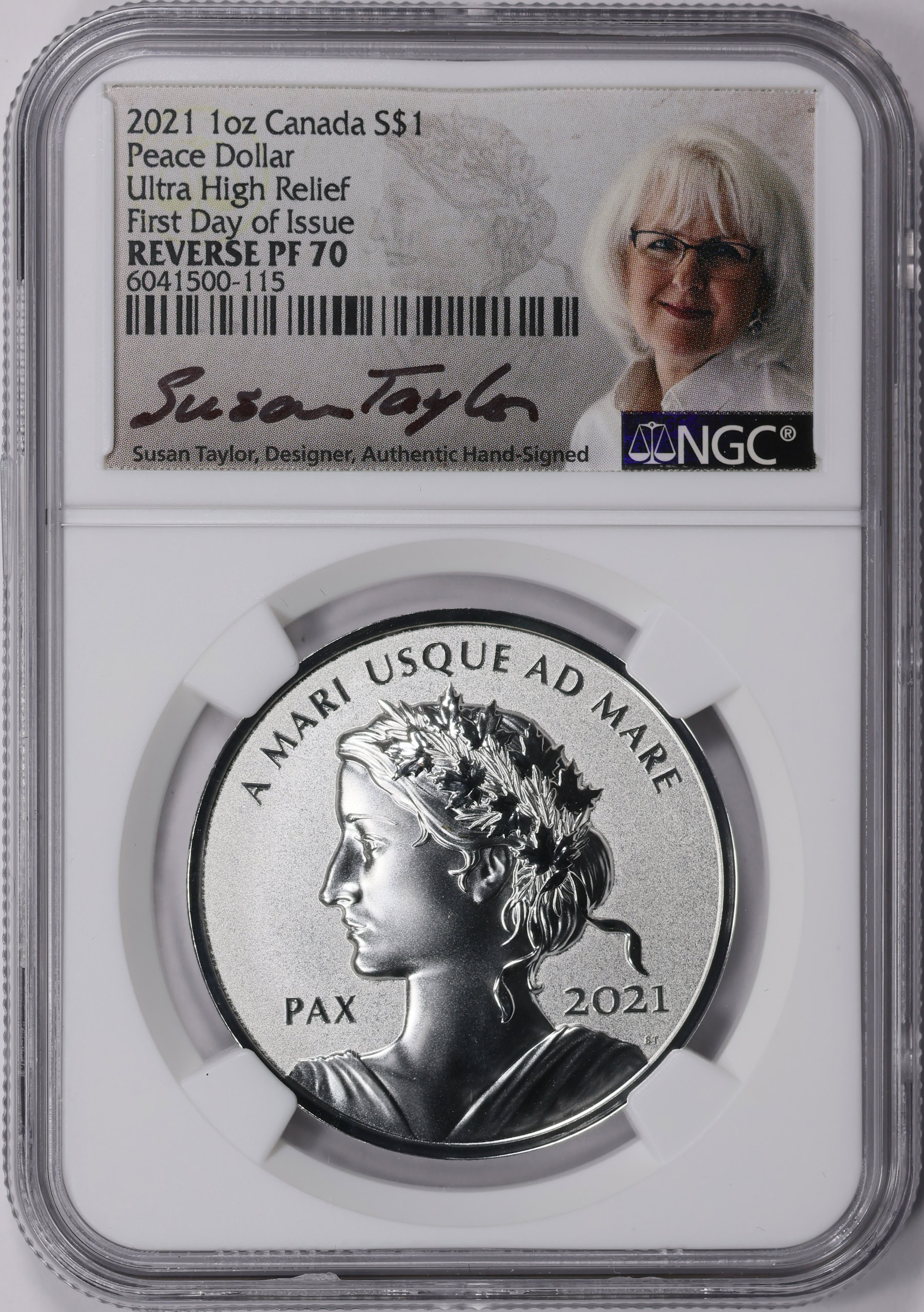 Canada 2021 Silver Peace Dollar Ultra High Relief Reverse Proof First ...