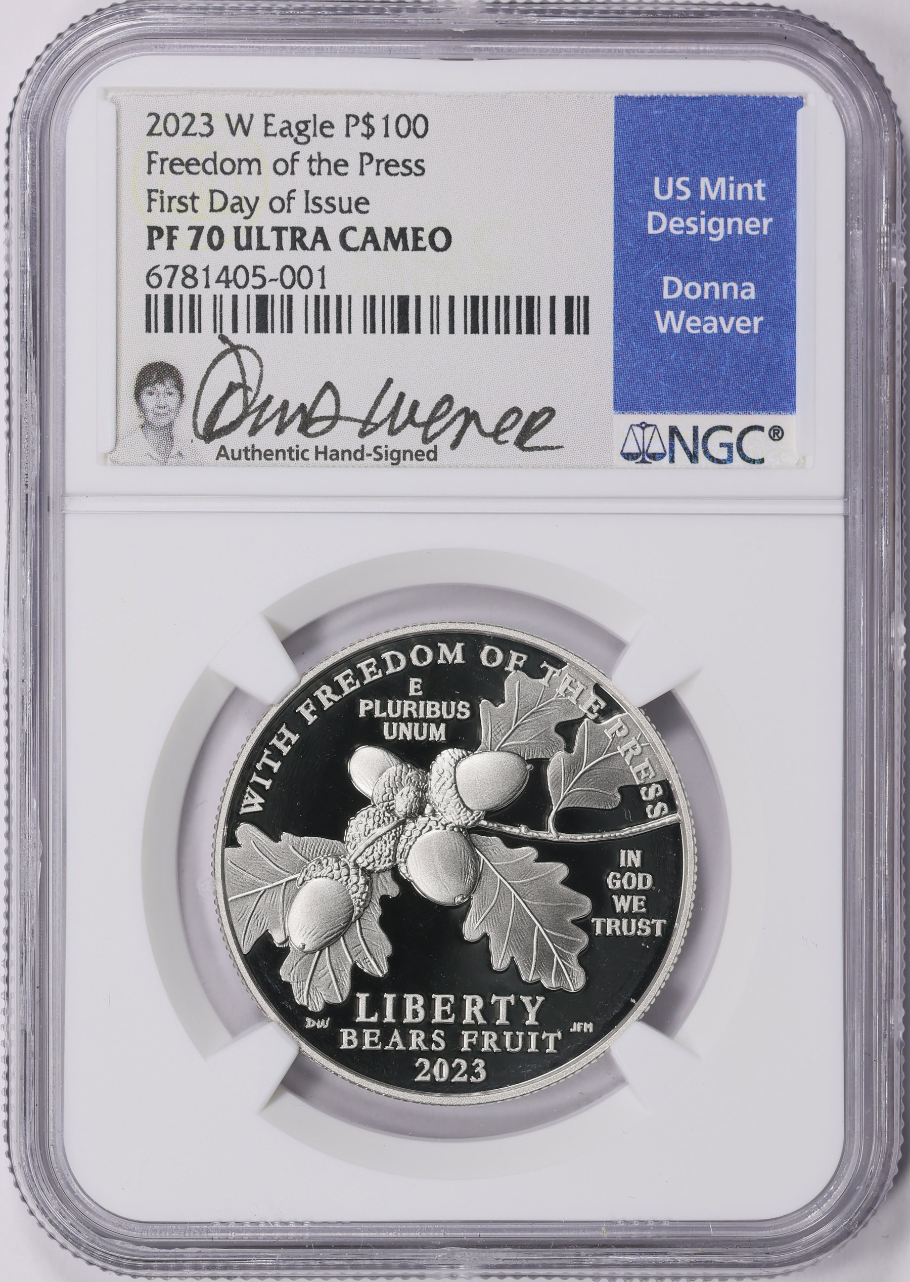 2023-W $100 One-Ounce Platinum American Eagle Freedom of the Press ...