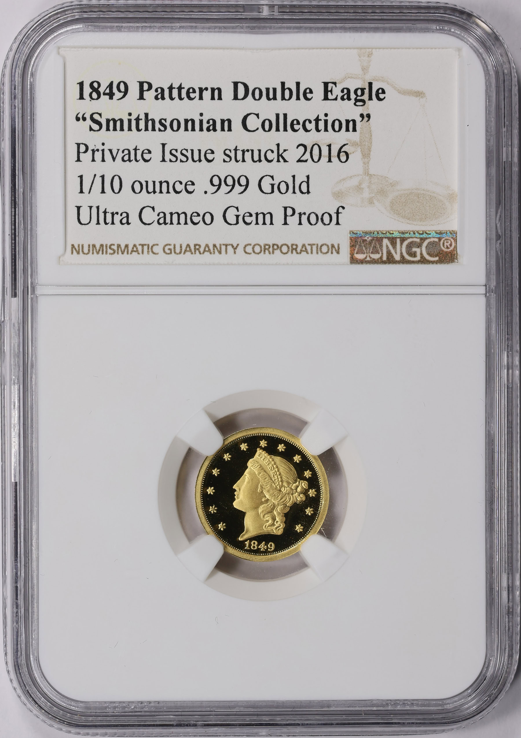 1849 Pattern Double Eagle Gold 1/10oz Private Issue Smithsonian ...