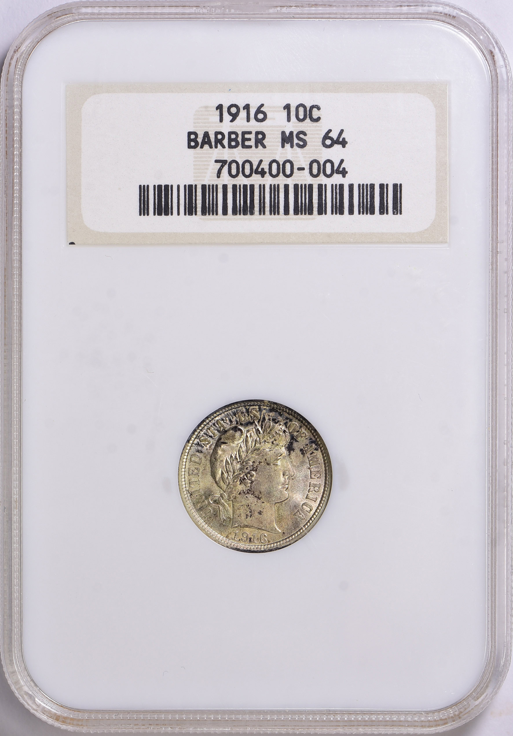 1916 Barber Dime NGC MS-64 OH (Item 1698789) | GreatCollections Coin Auctions