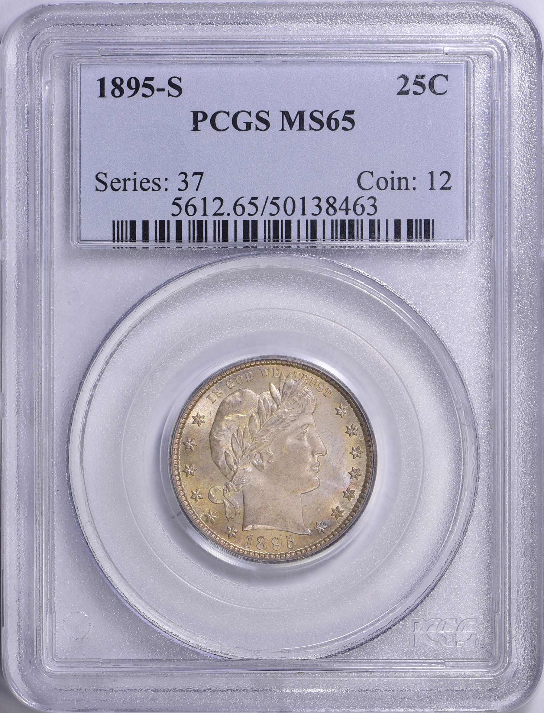 1895-S Barber Quarter PCGS MS-65 (Item 1698791) | GreatCollections Coin ...