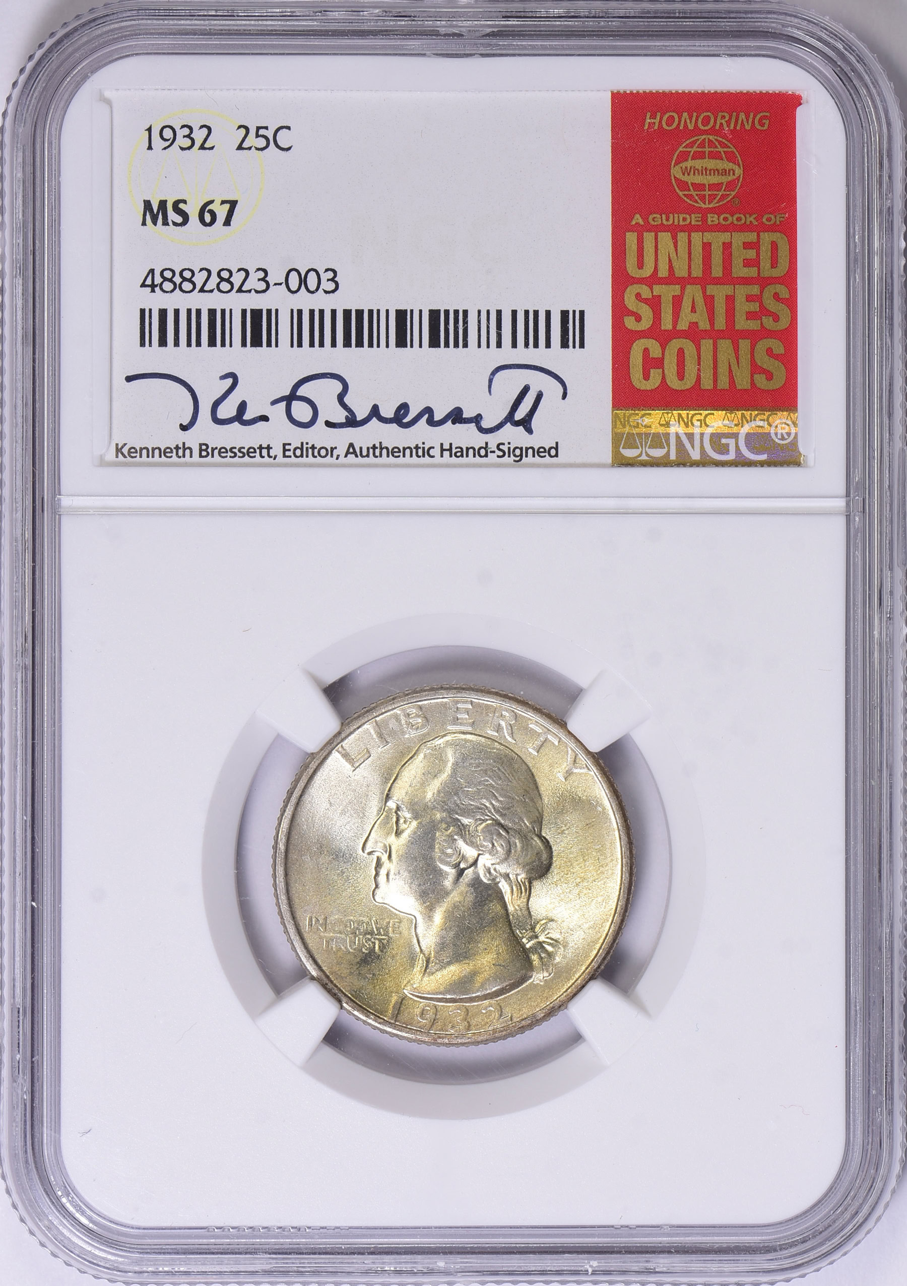 1932 Washington Quarter NGC MS-67 (Kenneth Bressett Signed Label) (Red Book Label) (Item 1698845 ...