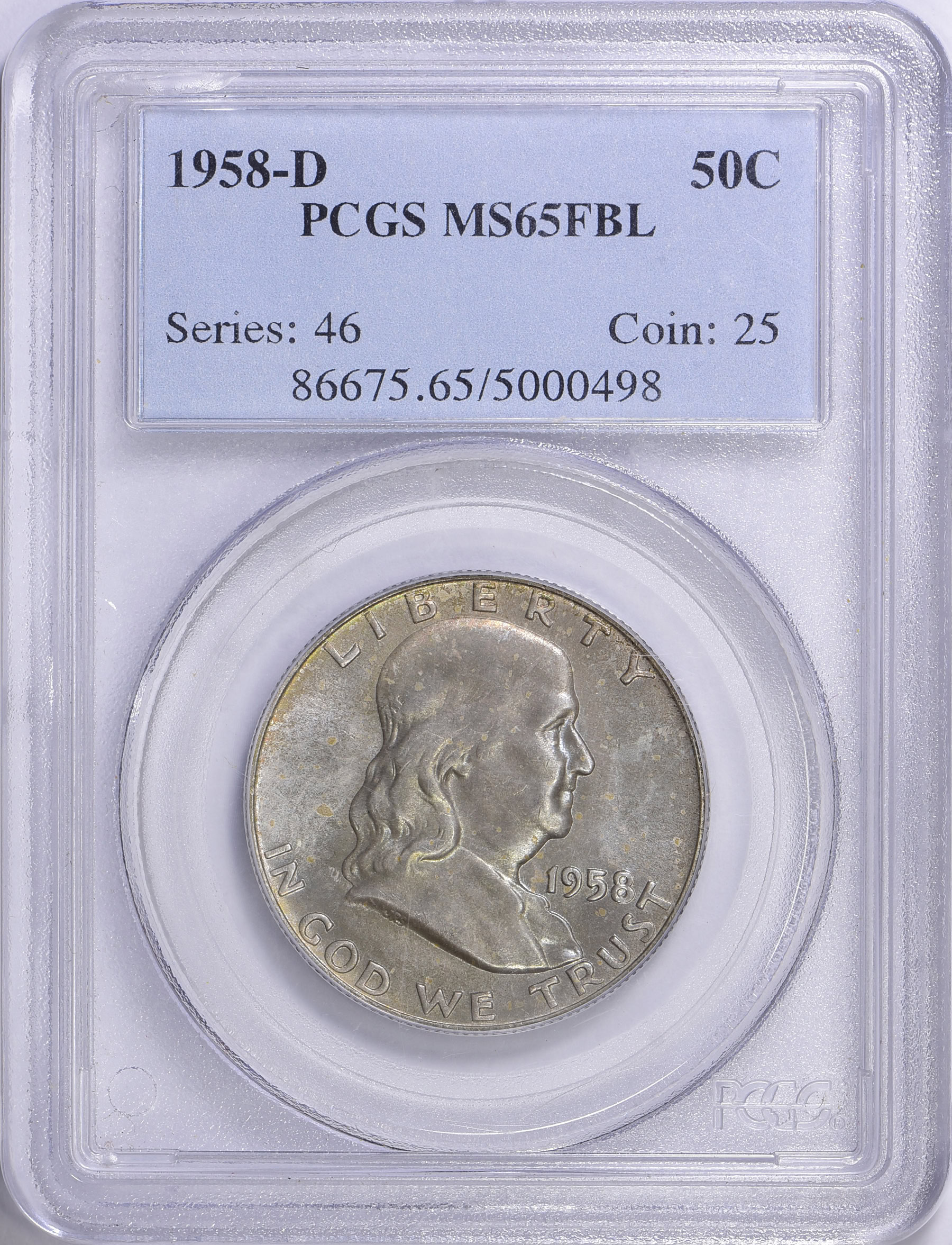 1958-D Franklin Half Dollar PCGS MS-65 FBL (Toned) (Item 1698852 ...