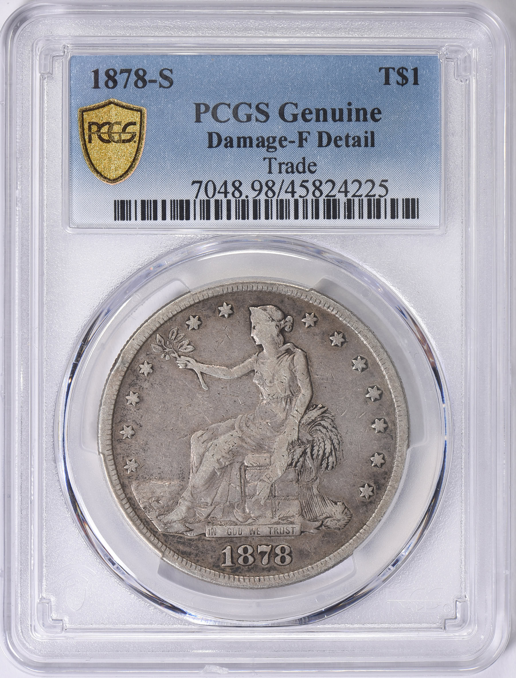 1878-S Trade Silver Dollar PCGS Genuine Fine Details (Item 1698882) | GreatCollections Coin Auctions