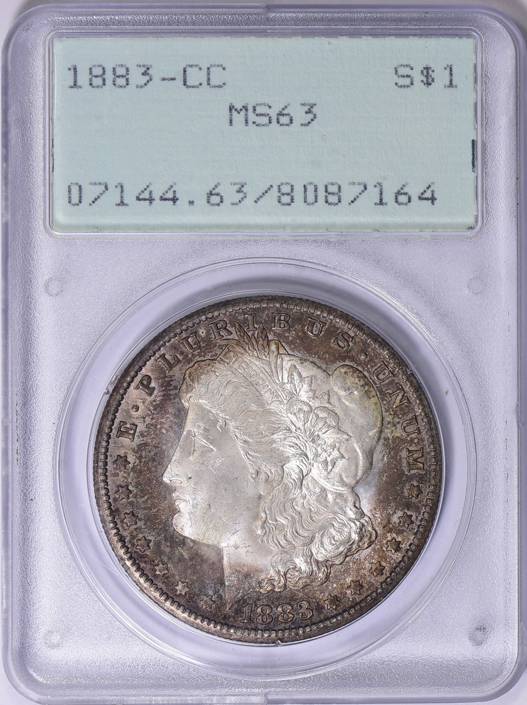 1883-CC Morgan Silver Dollar PCGS MS-63 OGH (1st Gen) (Toned) (Item 1698942) | GreatCollections ...