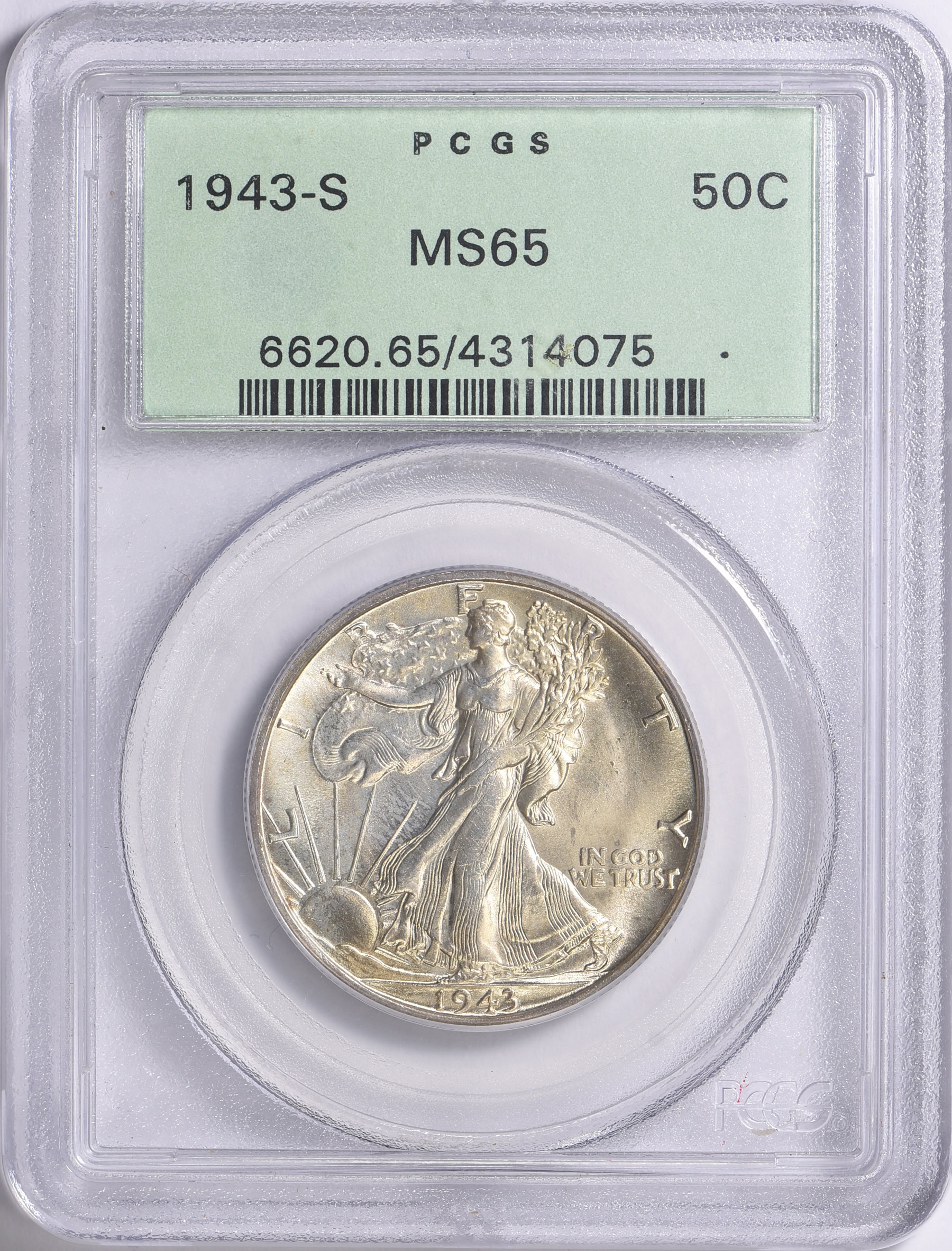 1943-S Walking Liberty Half Dollar PCGS MS-65 OGH (Item 1698976) | GreatCollections Coin Auctions