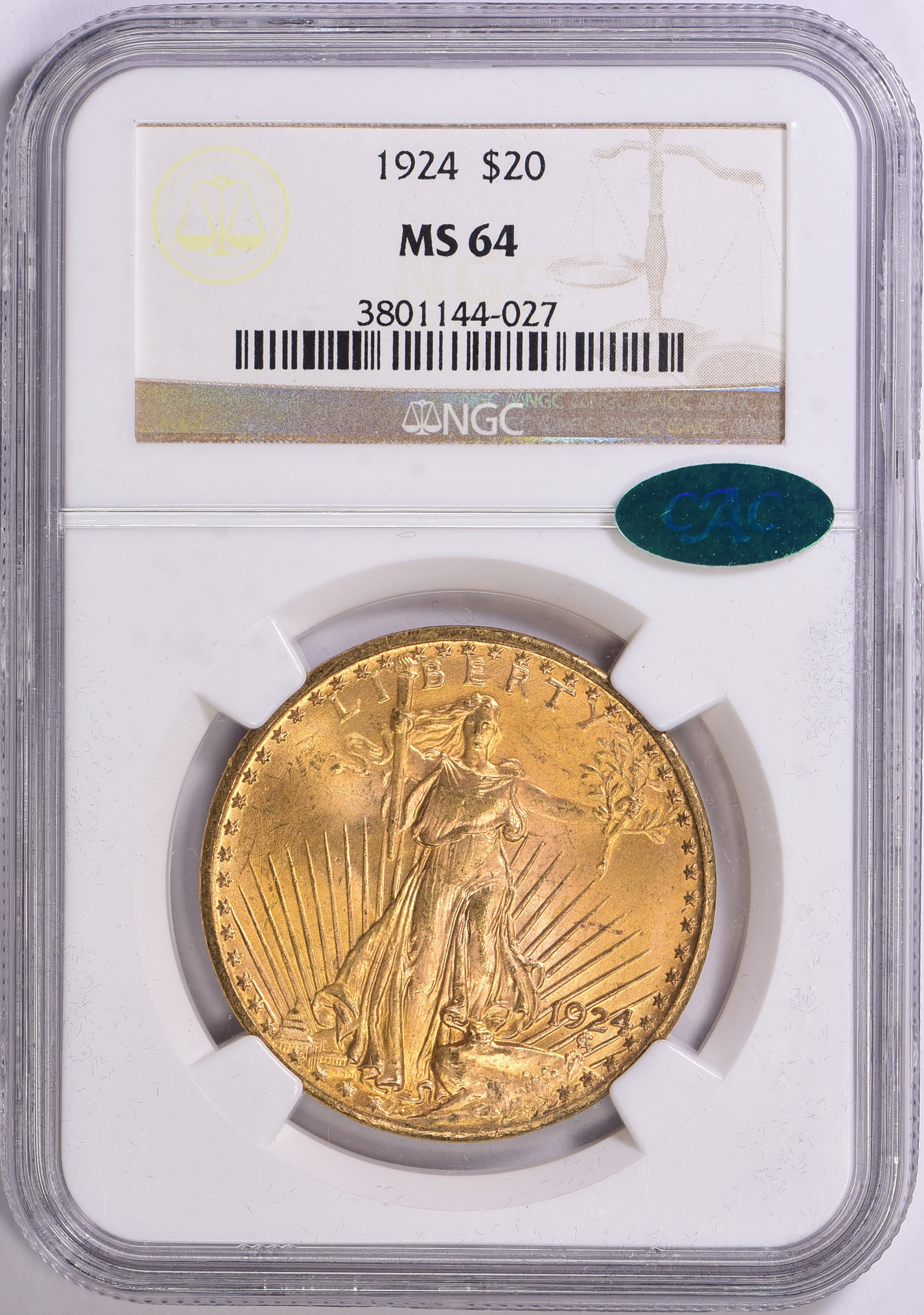 1924 Saint-Gaudens Gold Double Eagle NGC MS-64 (CAC Green) (Item 1699038) | GreatCollections ...