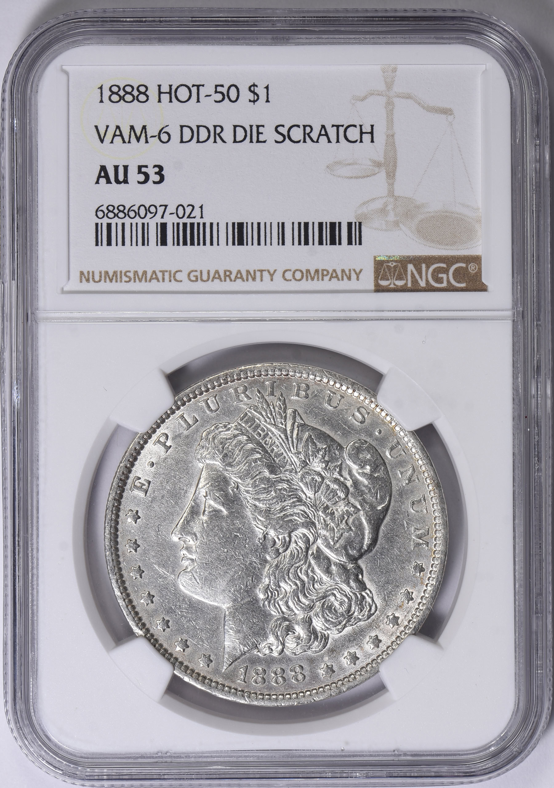 1888 Morgan Silver Dollar DDR Die Scratch Hot 50 VAM-6 NGC AU-53 (Item ...