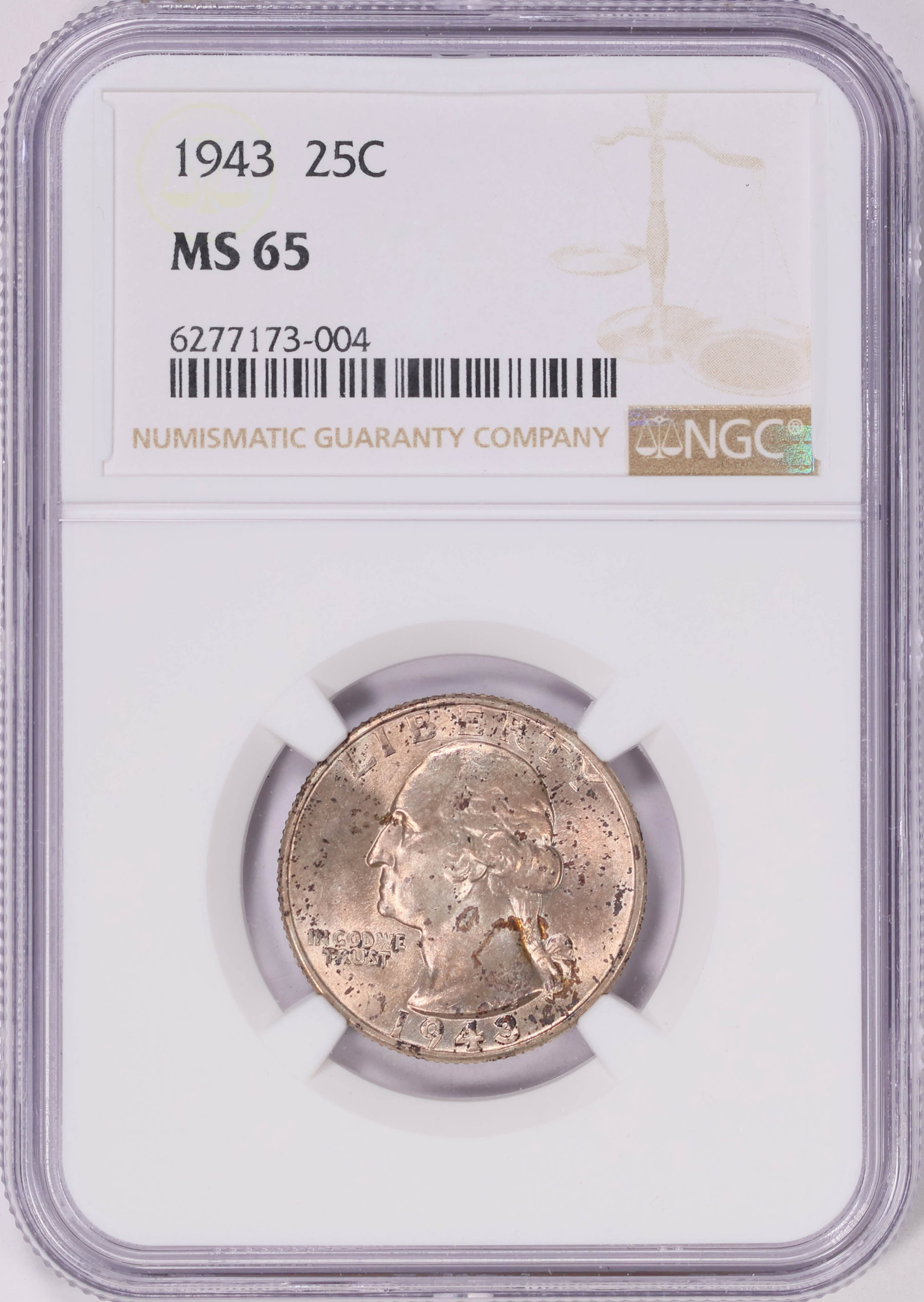 1943 Washington Quarter NGC MS-65 (Item 1699236) | GreatCollections Coin Auctions