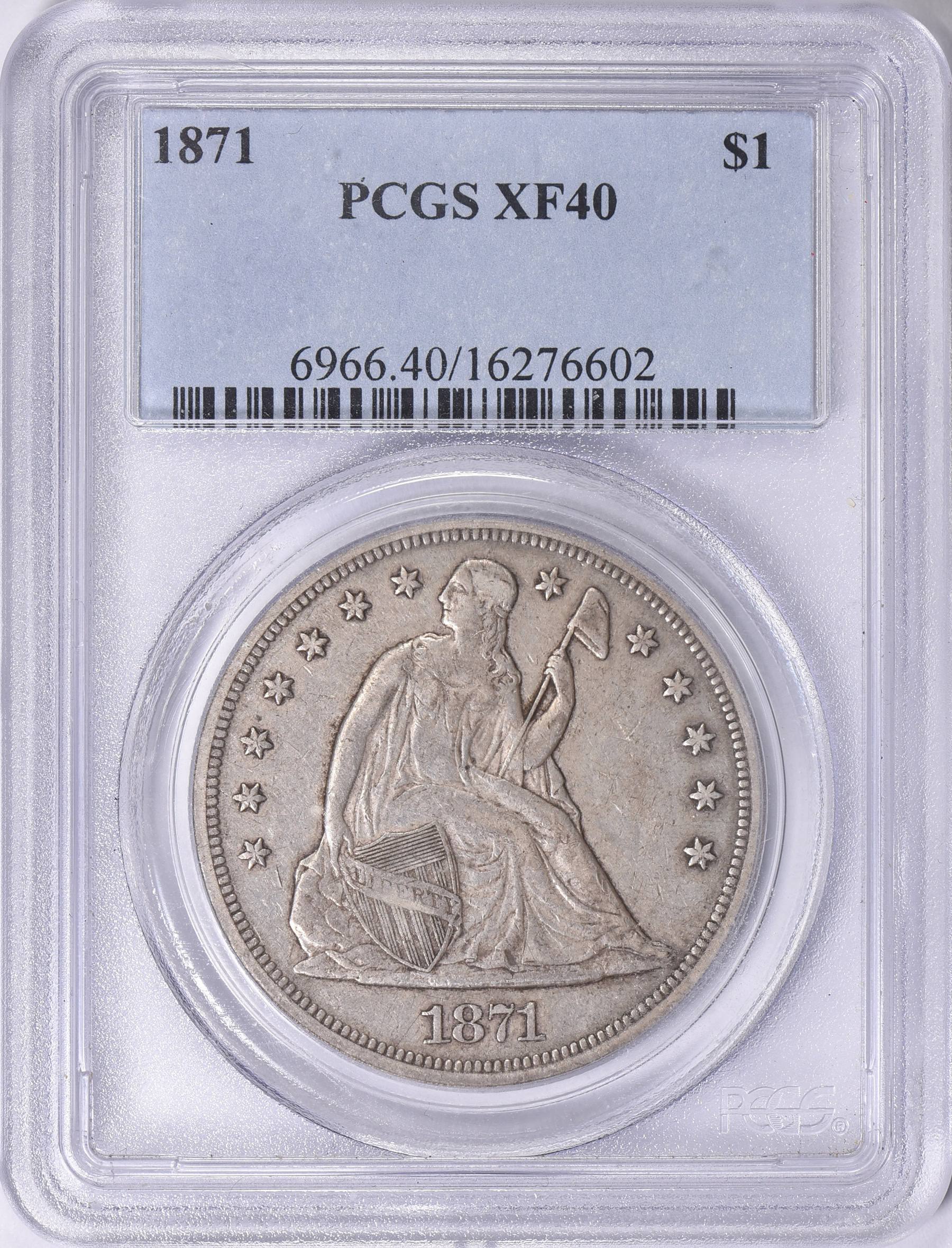 1871 Seated Liberty Silver Dollar PCGS XF-40 (Item 1699498) | GreatCollections Coin Auctions