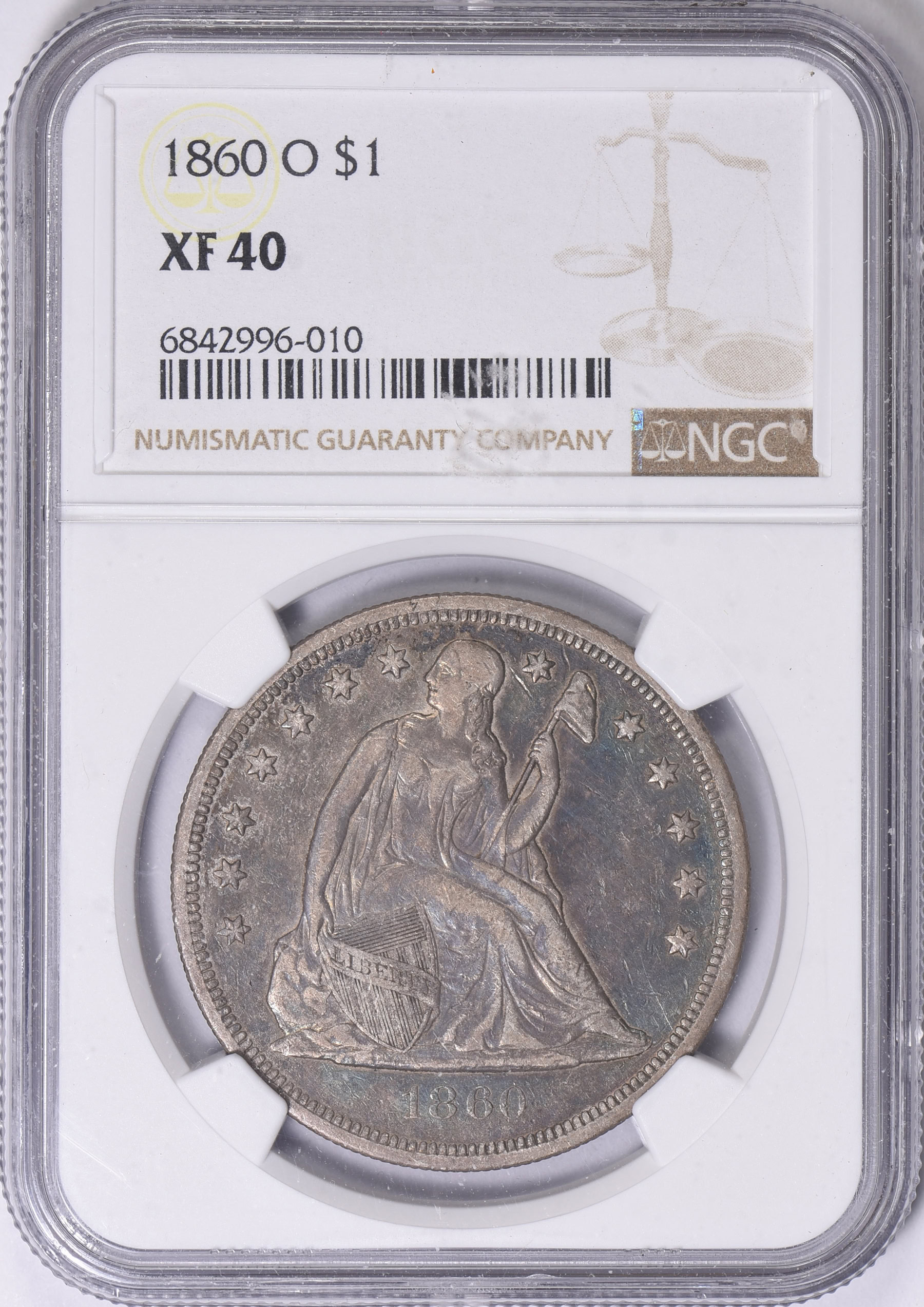 1860-O Seated Liberty Silver Dollar NGC XF-40 (Toned) (Item 1699500) | GreatCollections Coin ...
