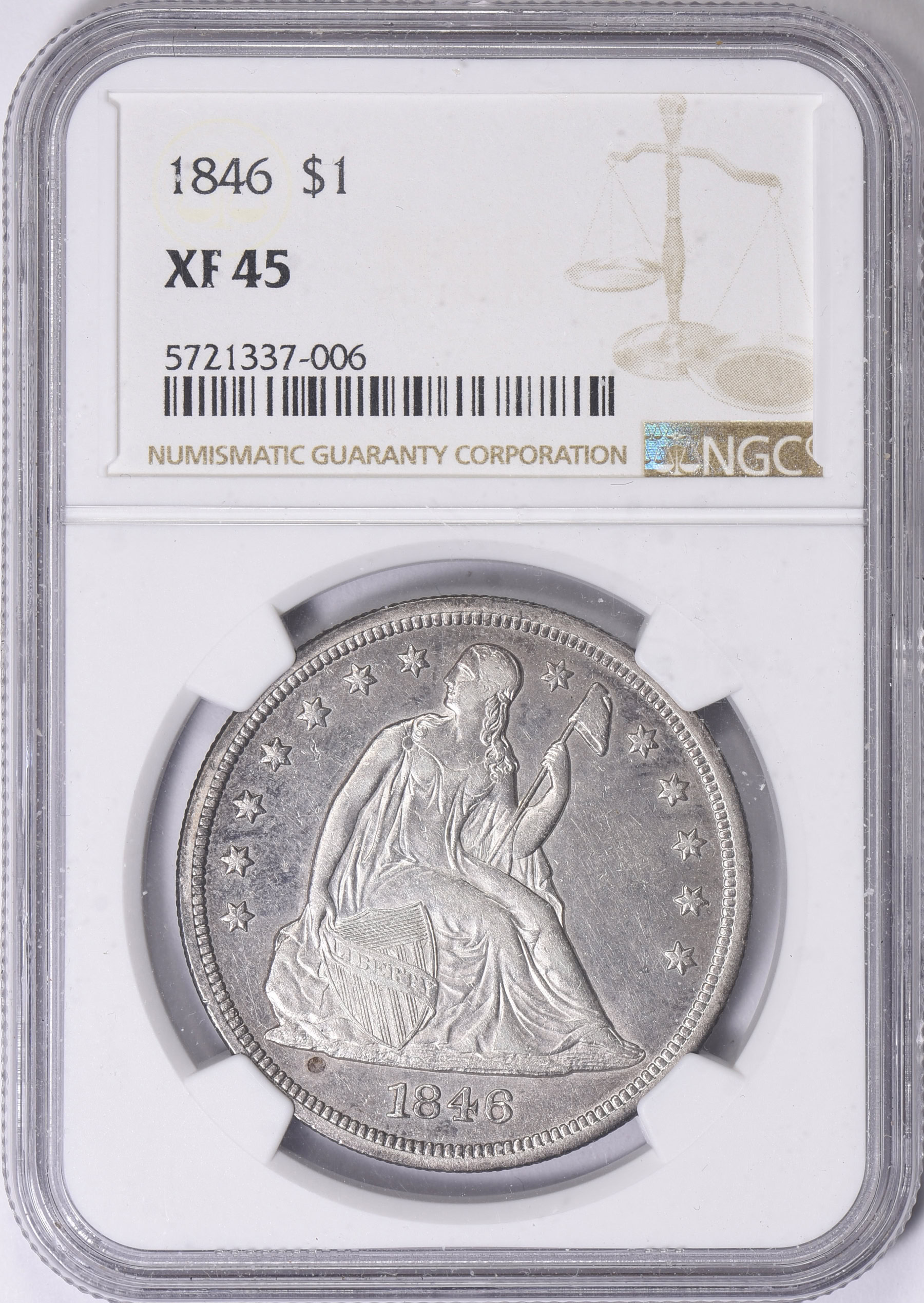 1846 Seated Liberty Silver Dollar NGC XF-45 (Item 1699501) | GreatCollections Coin Auctions