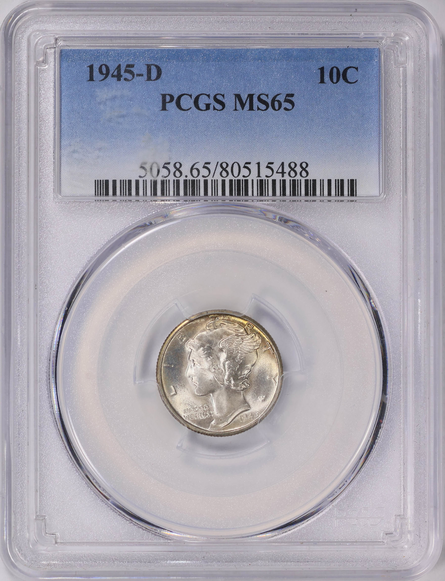 1945-D Mercury Dime PCGS MS-65 (Toned) (Item 1699584) | GreatCollections Coin Auctions