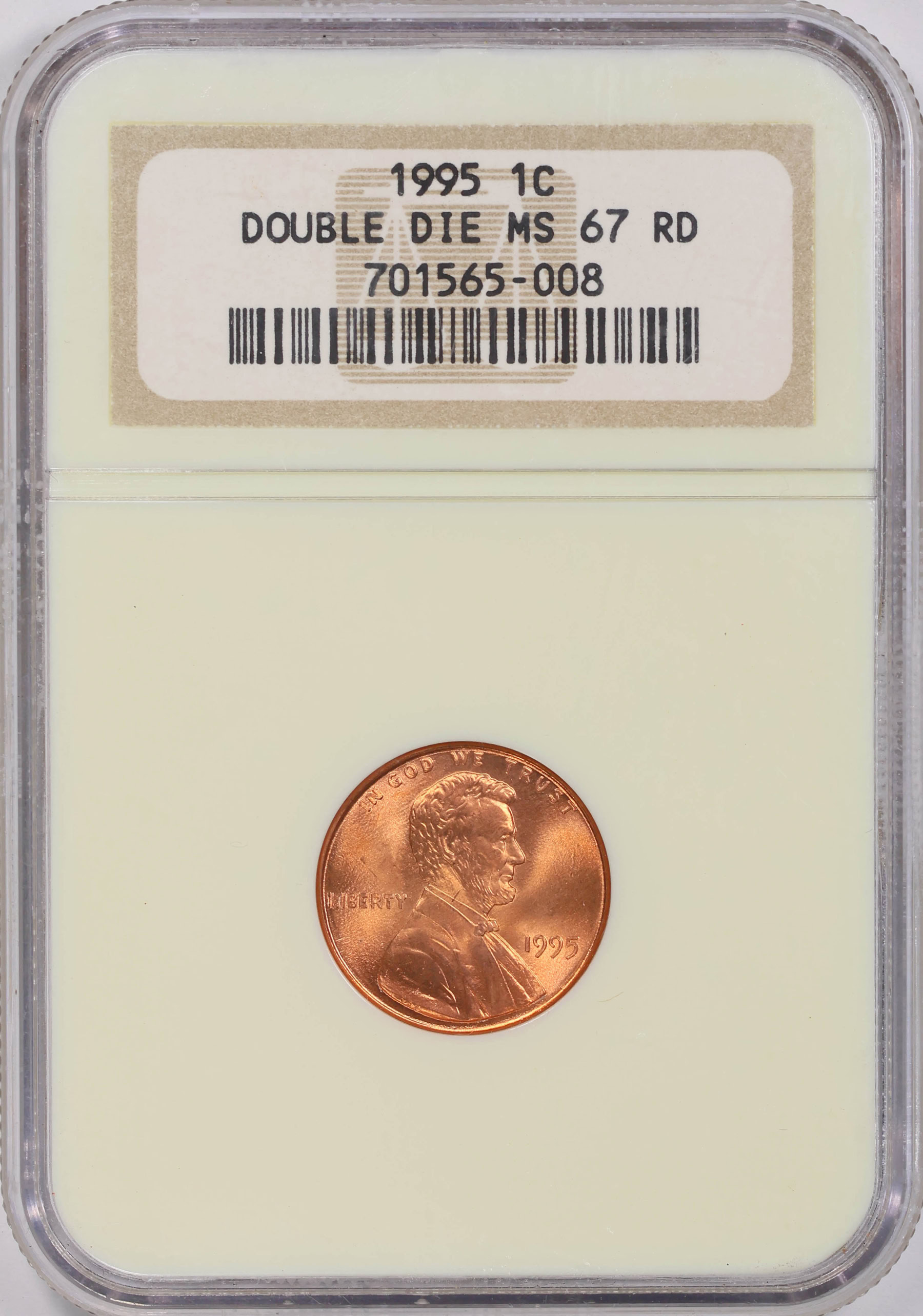 1995 Lincoln Cent Doubled Die Obverse NGC MS-67 RD (Item 1699595 ...