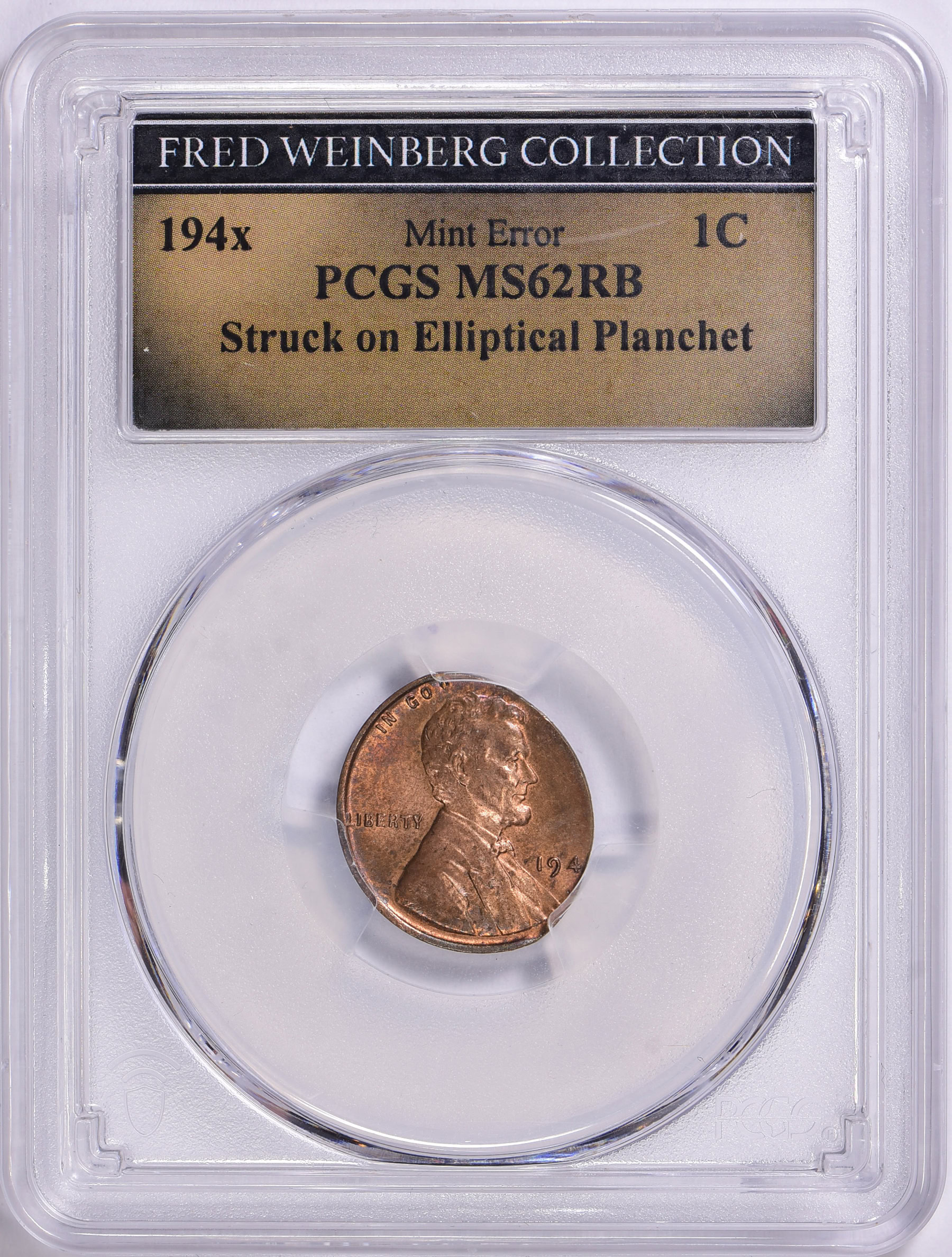 Mint Error 194x Lincoln Cent Struck on Elliptical Planchet PCGS MS-62 ...