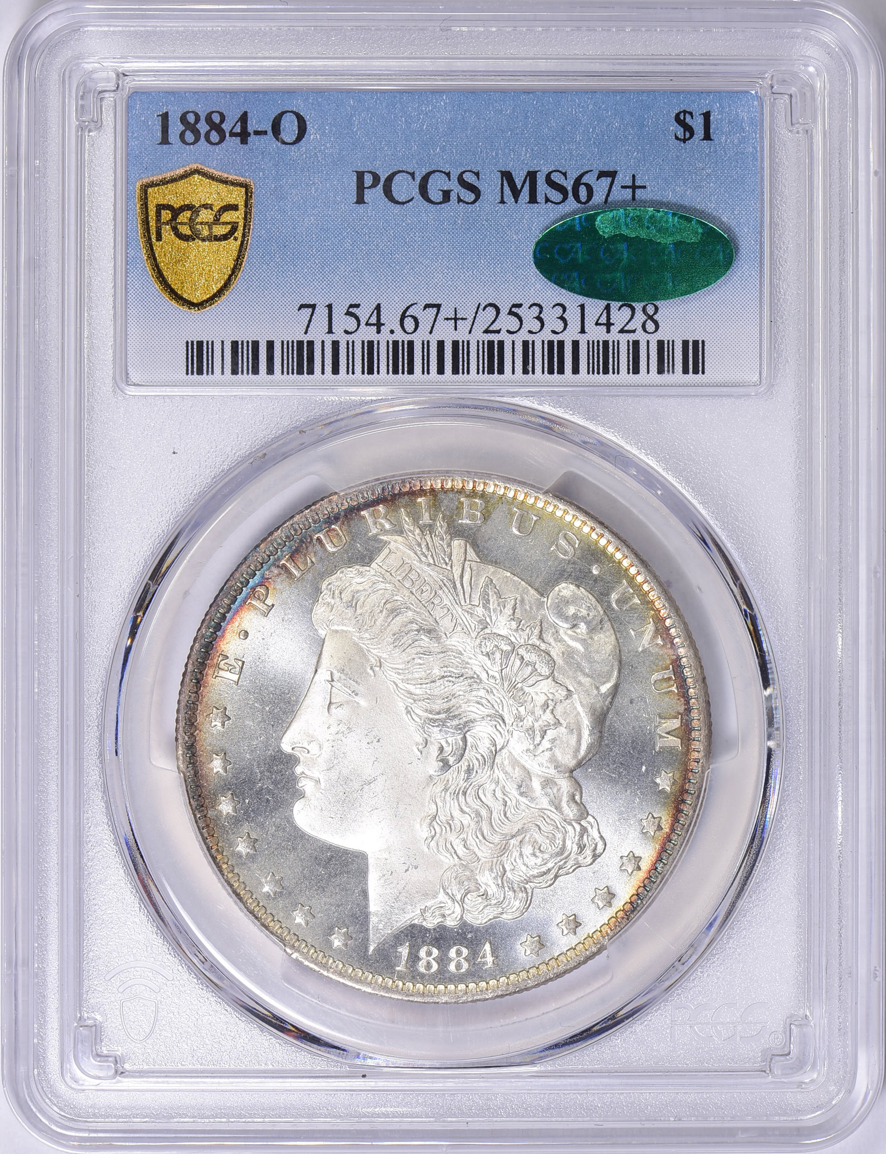 1884-O Morgan Silver Dollar PCGS MS-67+ (CAC Green) (Toned) (Item 1699630) | GreatCollections ...