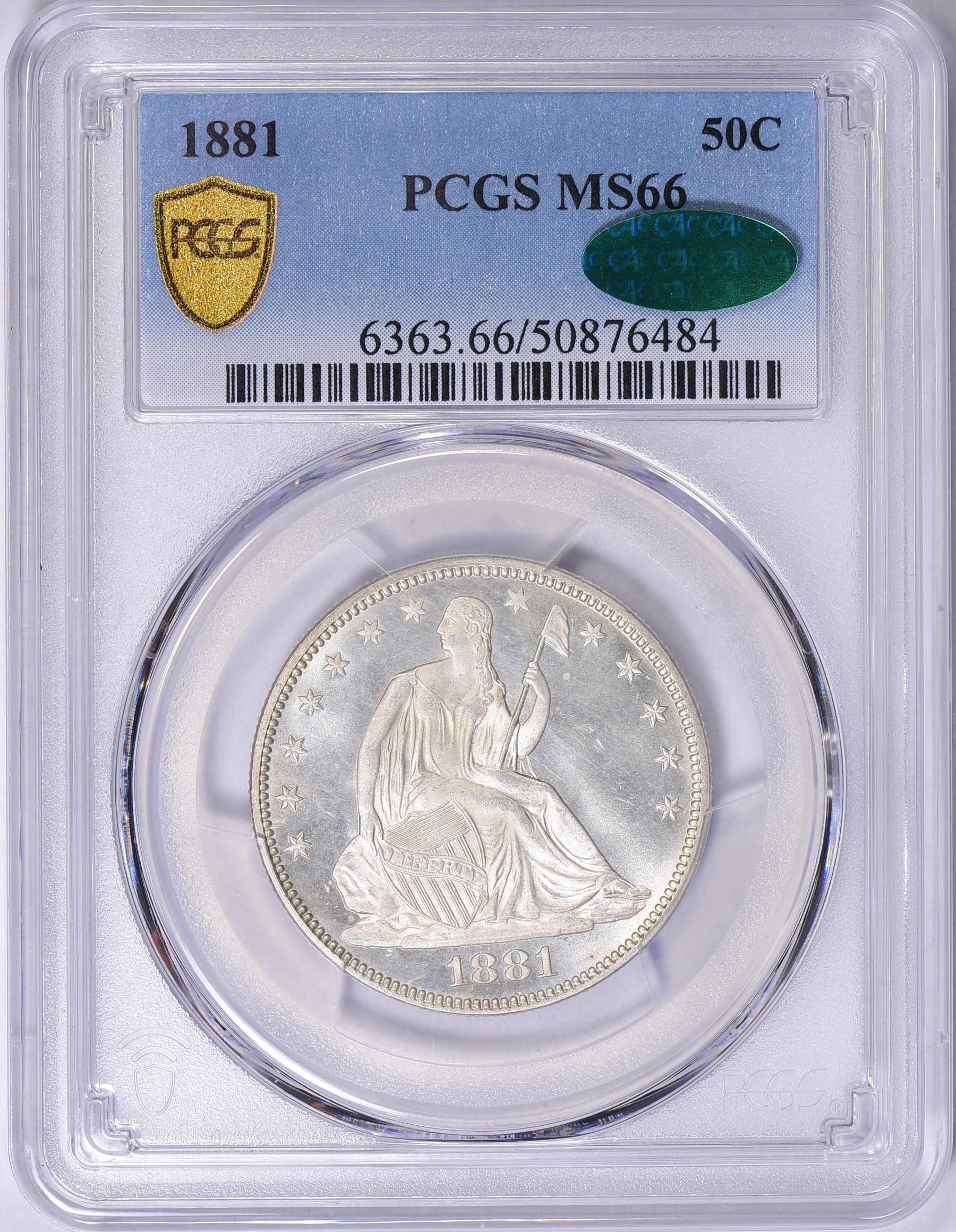1881 Seated Liberty Half Dollar PCGS MS-66 (CAC Green) (Item 1699631) | GreatCollections Coin ...