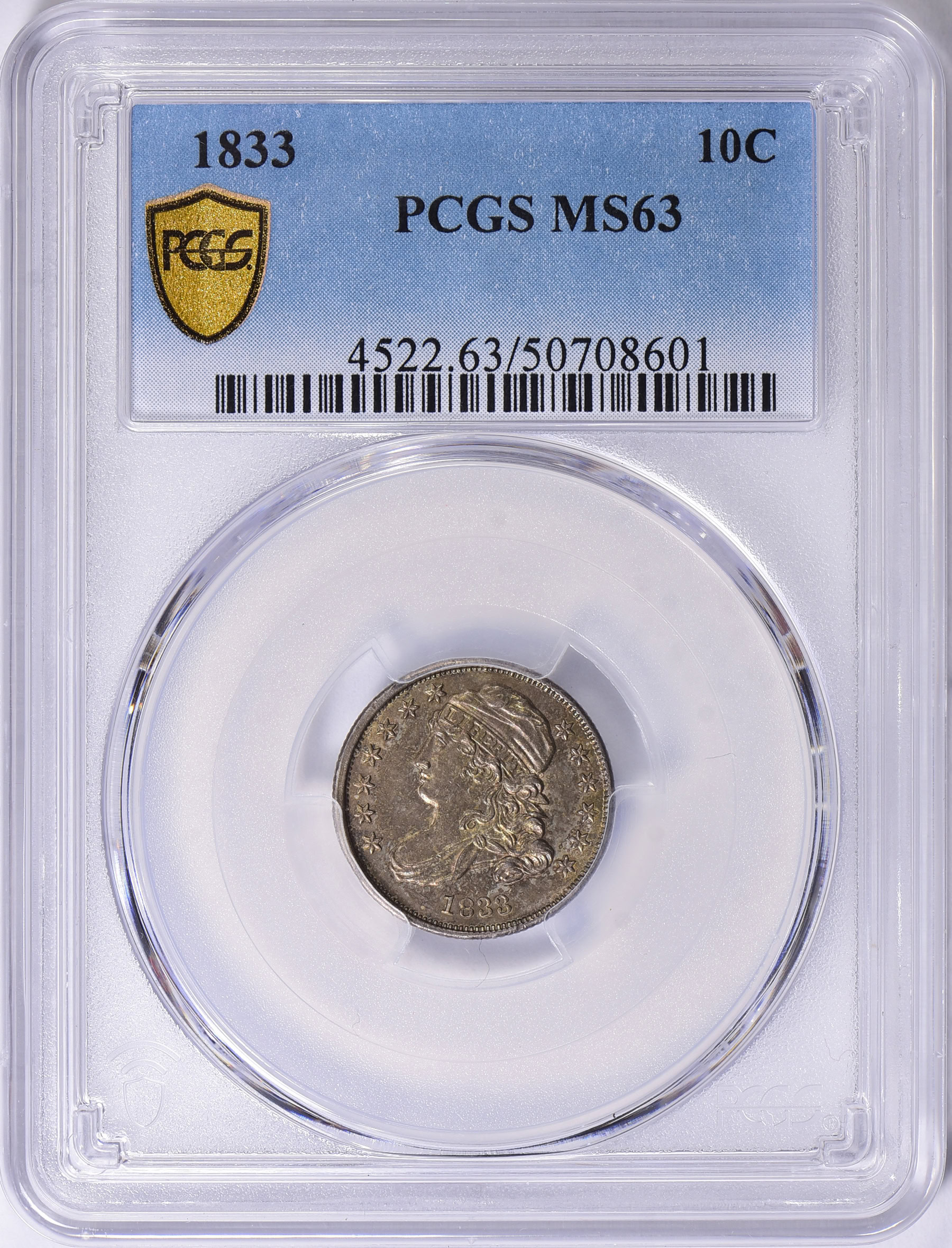 1833 Capped Bust Dime PCGS MS-63 (Item 1699645) | GreatCollections Coin ...