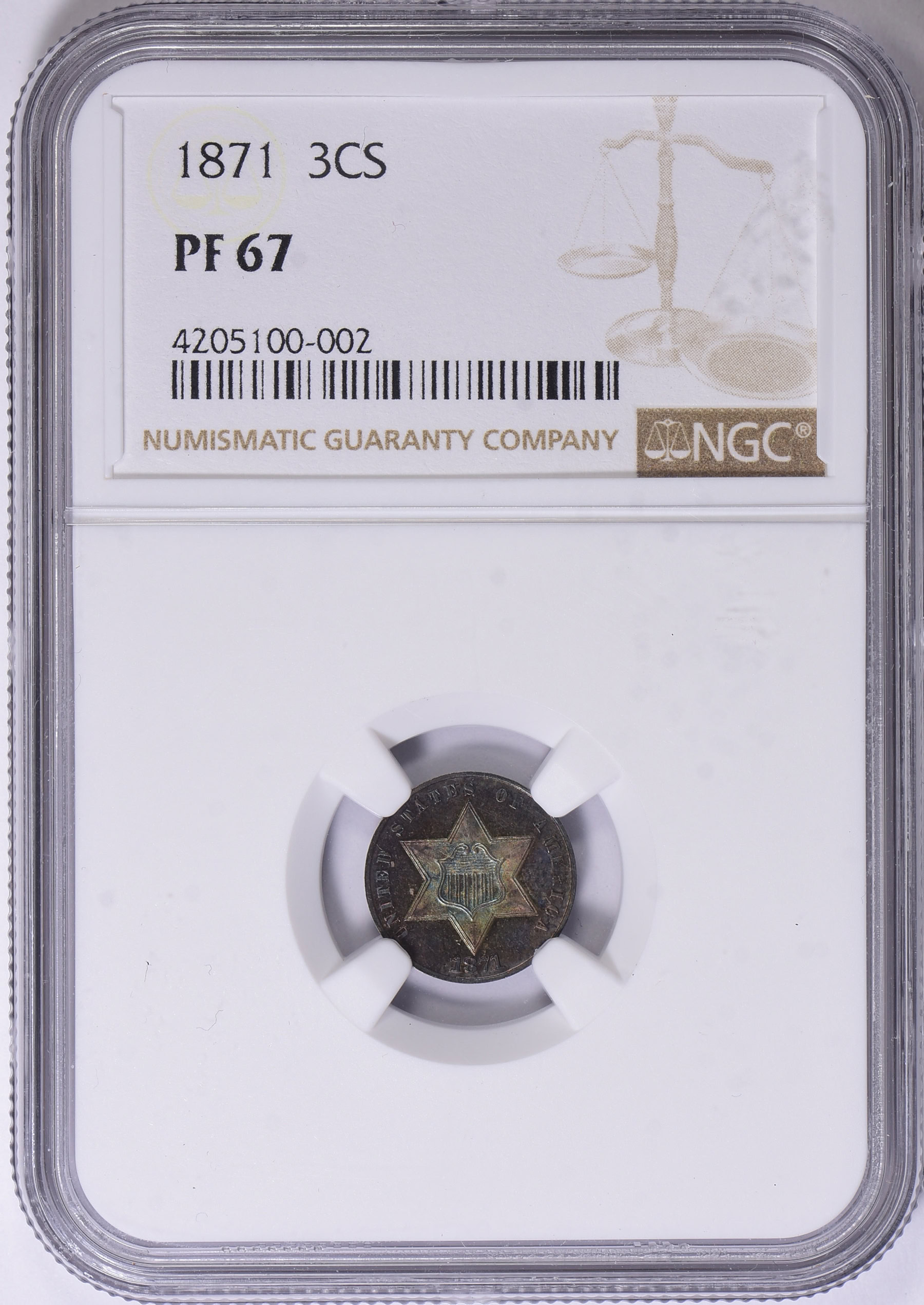1871 Silver Three-Cent Piece NGC Proof-67 (Toned) (Item 1699652 ...
