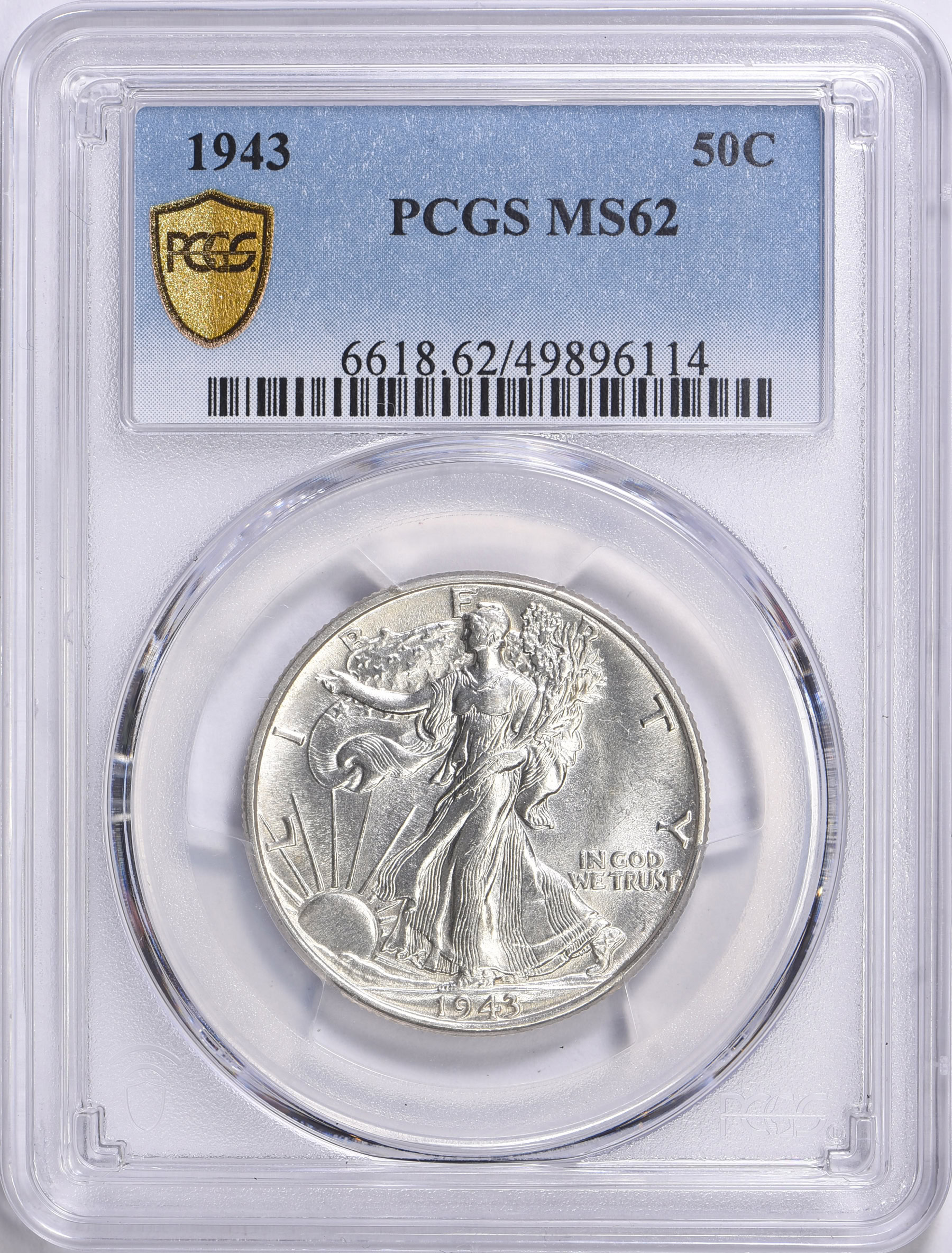 1943 Walking Liberty Half Dollar PCGS MS-62 (Item 1699666) | GreatCollections Coin Auctions