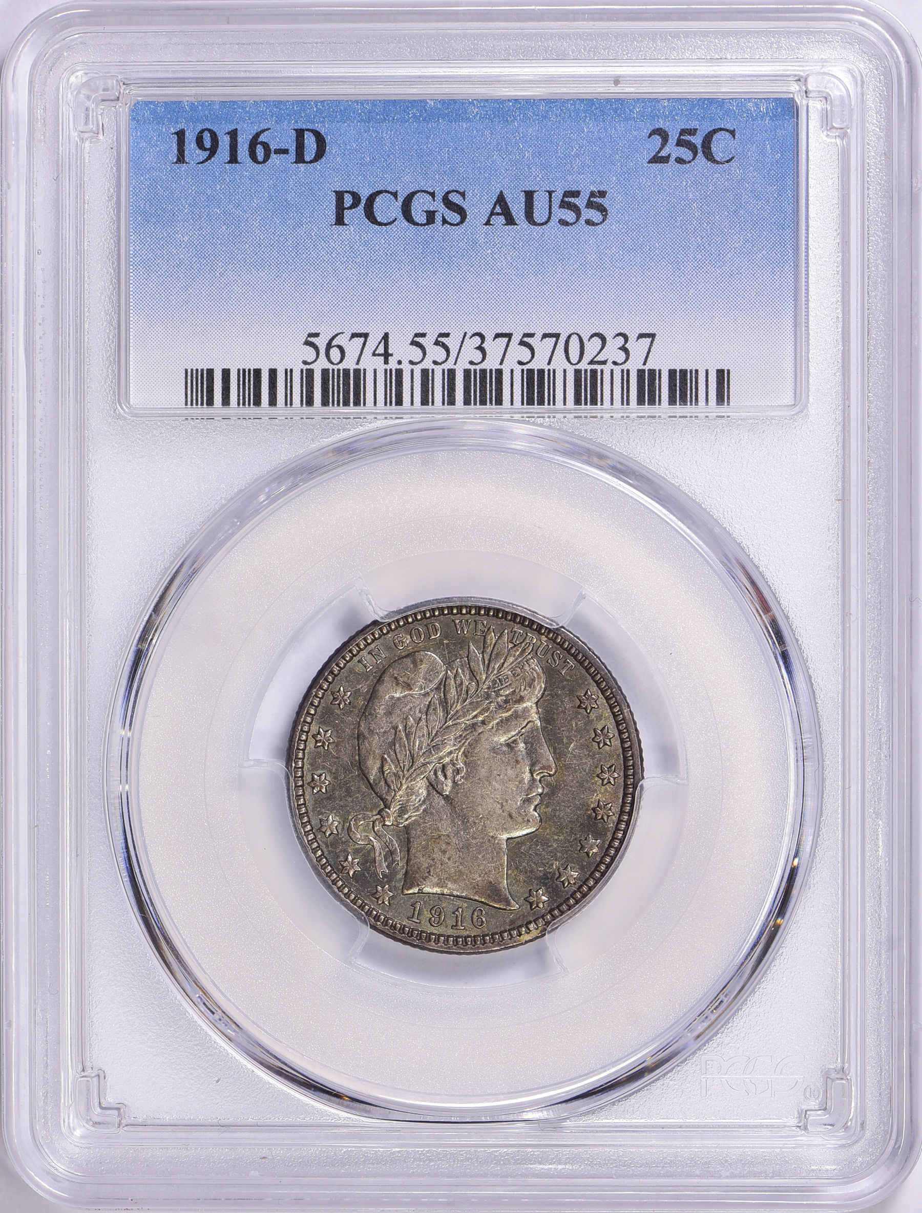 1916-D Barber Quarter PCGS AU-55 (Toned) (Item 1699702 ...
