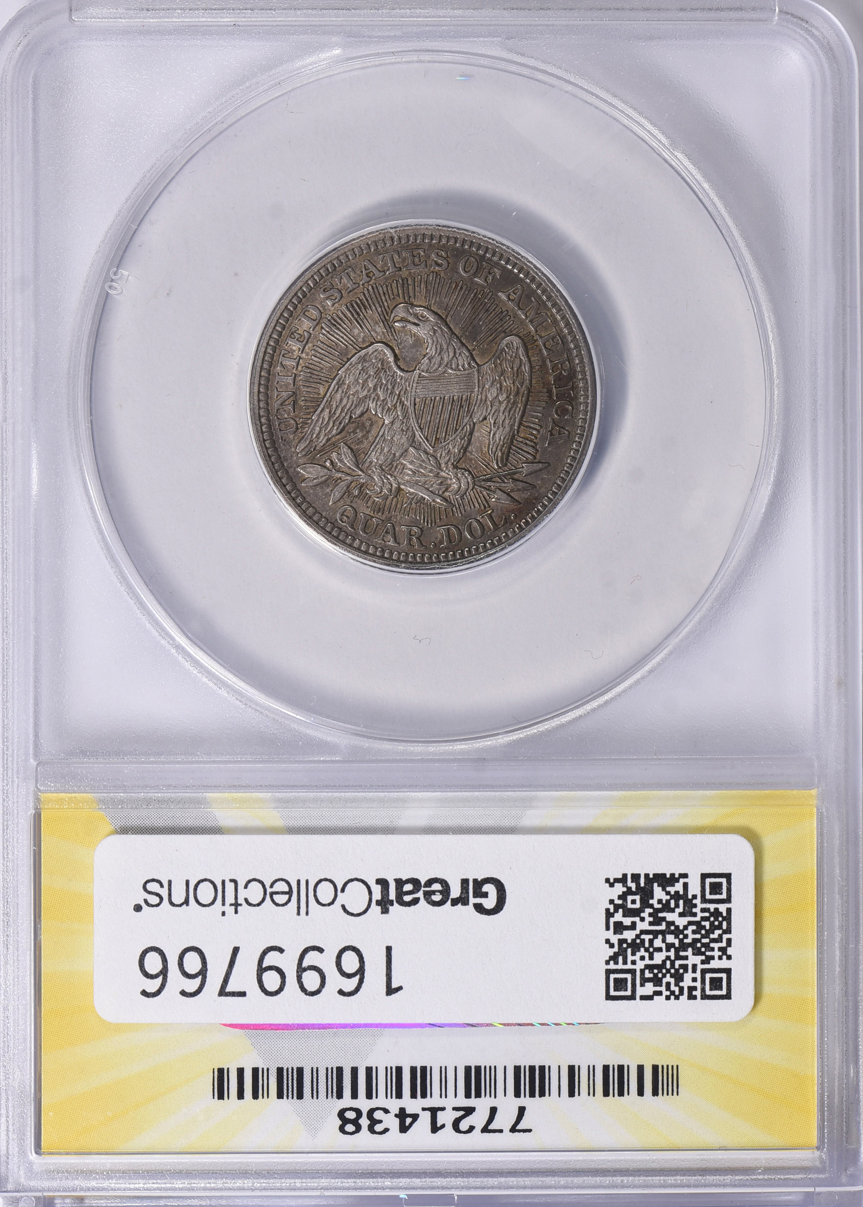 1853 Seated Liberty Quarter Arrows and Rays ANACS AU-50 Details (Item ...