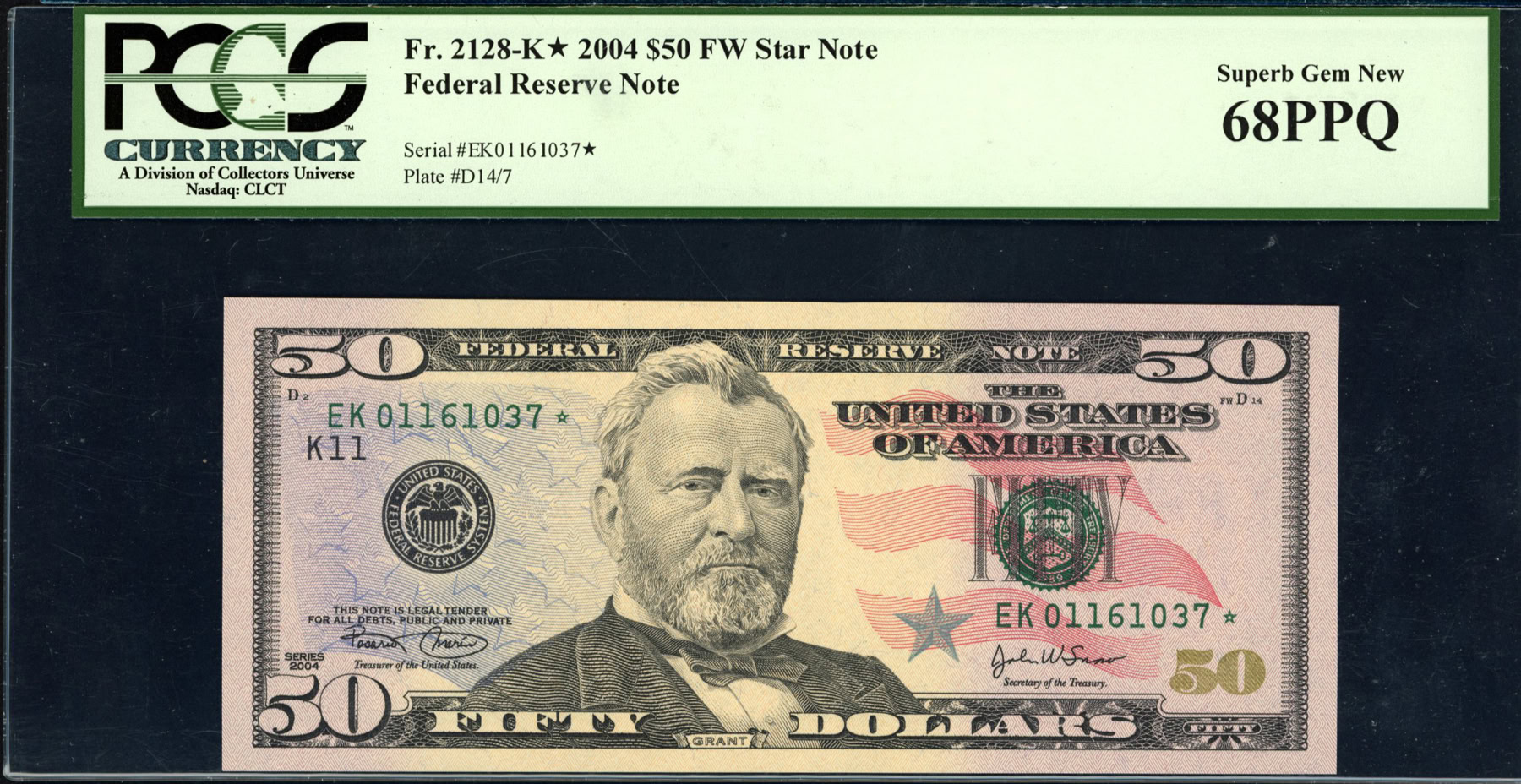 Fr. 2128-K* (EK* Block) 2004 $50 Dallas Federal Reserve Star Note Marin ...