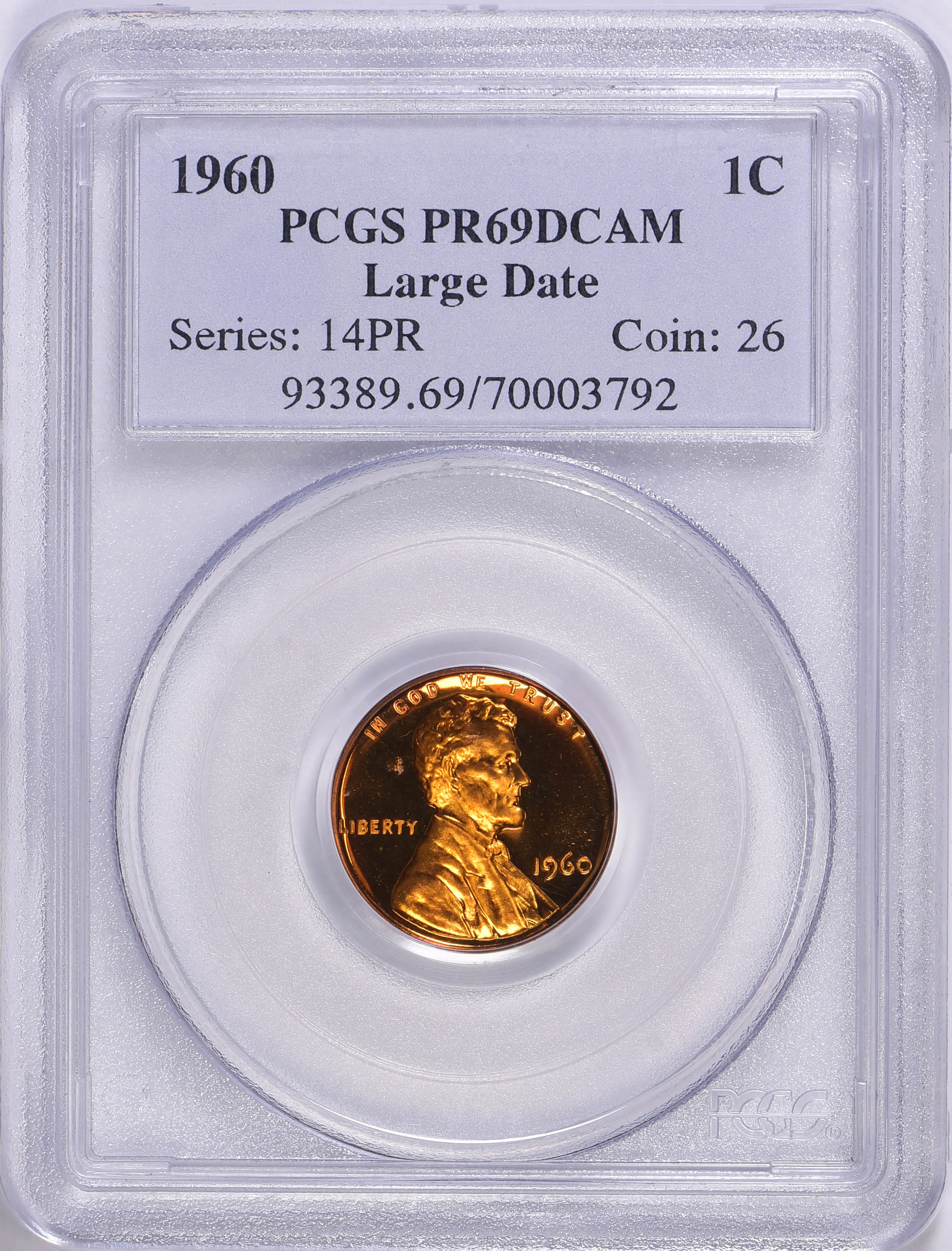 1960 Lincoln Cent Large Date PCGS Proof-69 DCAM (Item 1700110 ...