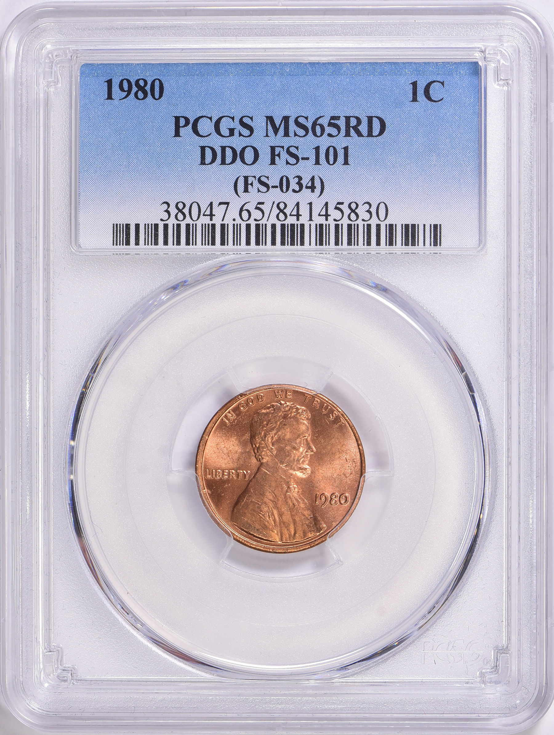 1980 Lincoln Cent Doubled Die Obverse FS-101 (FS-034) PCGS MS-65 RD ...