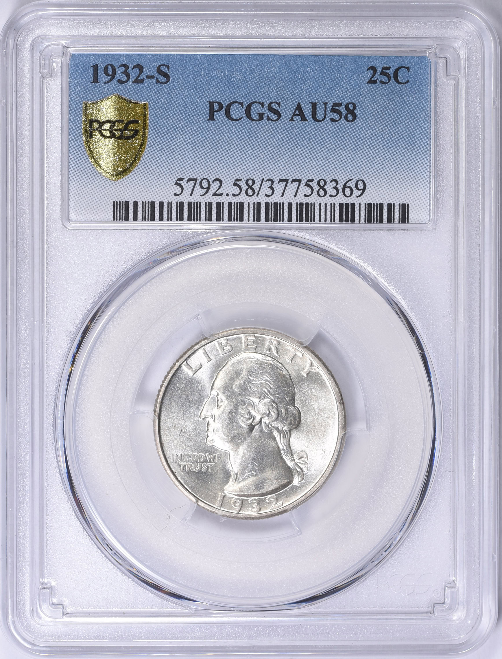 1932-S Washington Quarter PCGS AU-58 (Item 1700197) | GreatCollections Coin Auctions
