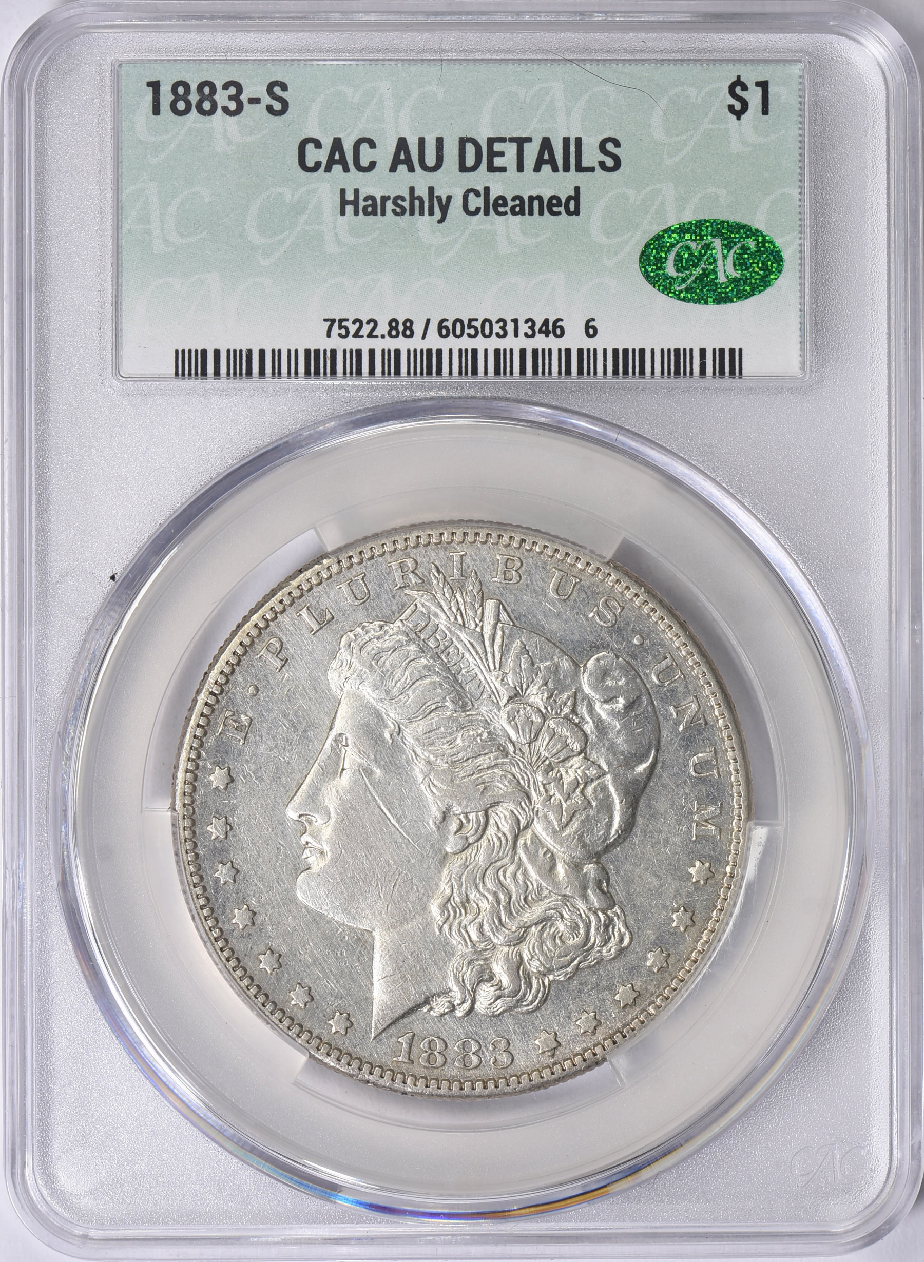 1883-S Morgan Silver Dollar CACG AU Details (Item 1700333) | GreatCollections Coin Auctions