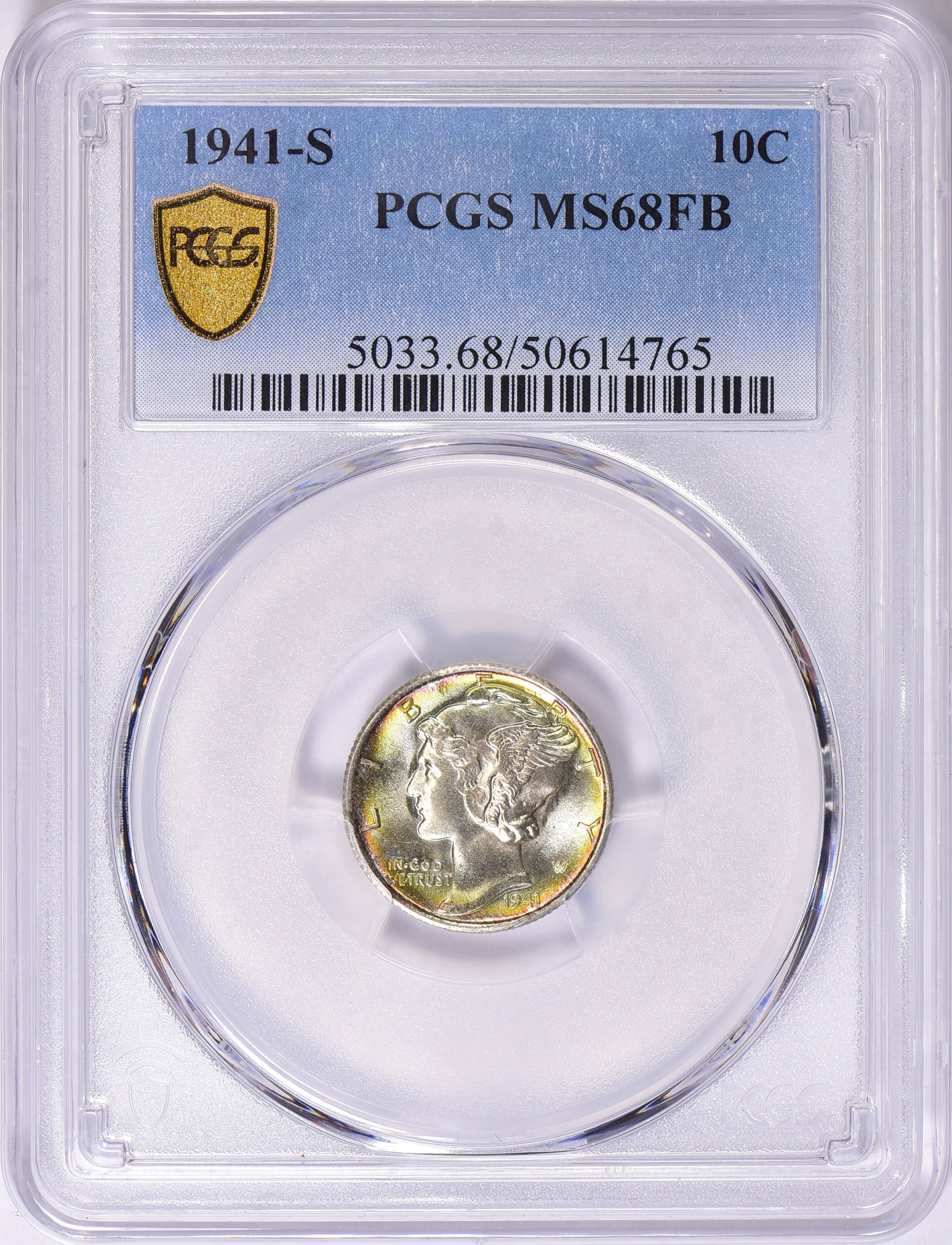 1941-S Mercury Dime PCGS MS-68 FB (Toned) (Item 1700357) | GreatCollections Coin Auctions