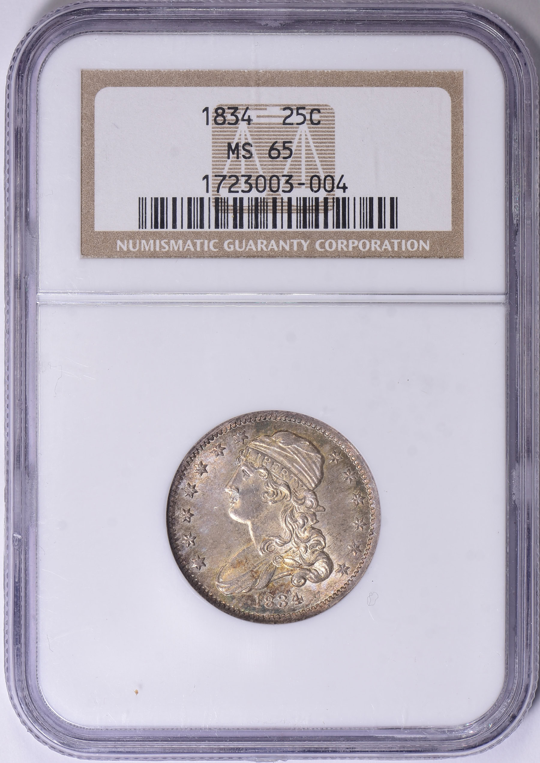 1834 Capped Bust Quarter NGC MS-65 (Toned) (Item 1700368) | GreatCollections Coin Auctions