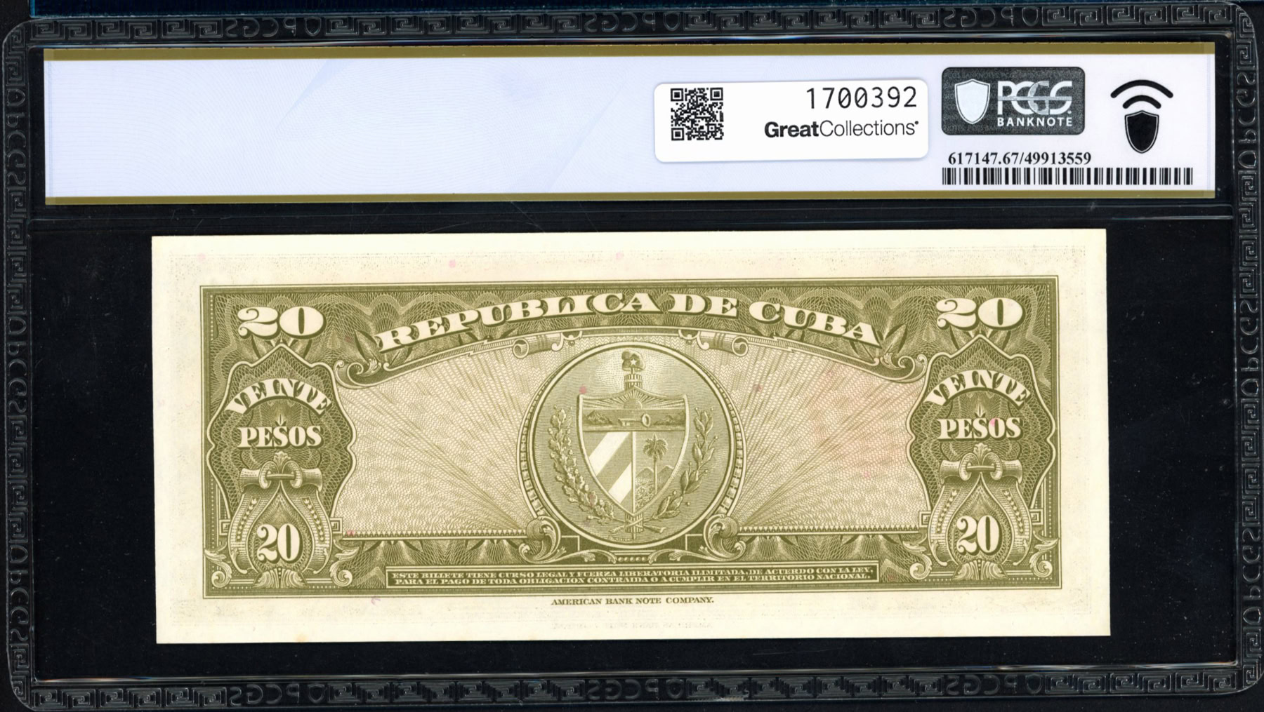 Cuba 1958 20 Pesos Banco Nacional de Cuba Note SCWPM-80b PCGS Banknote ...