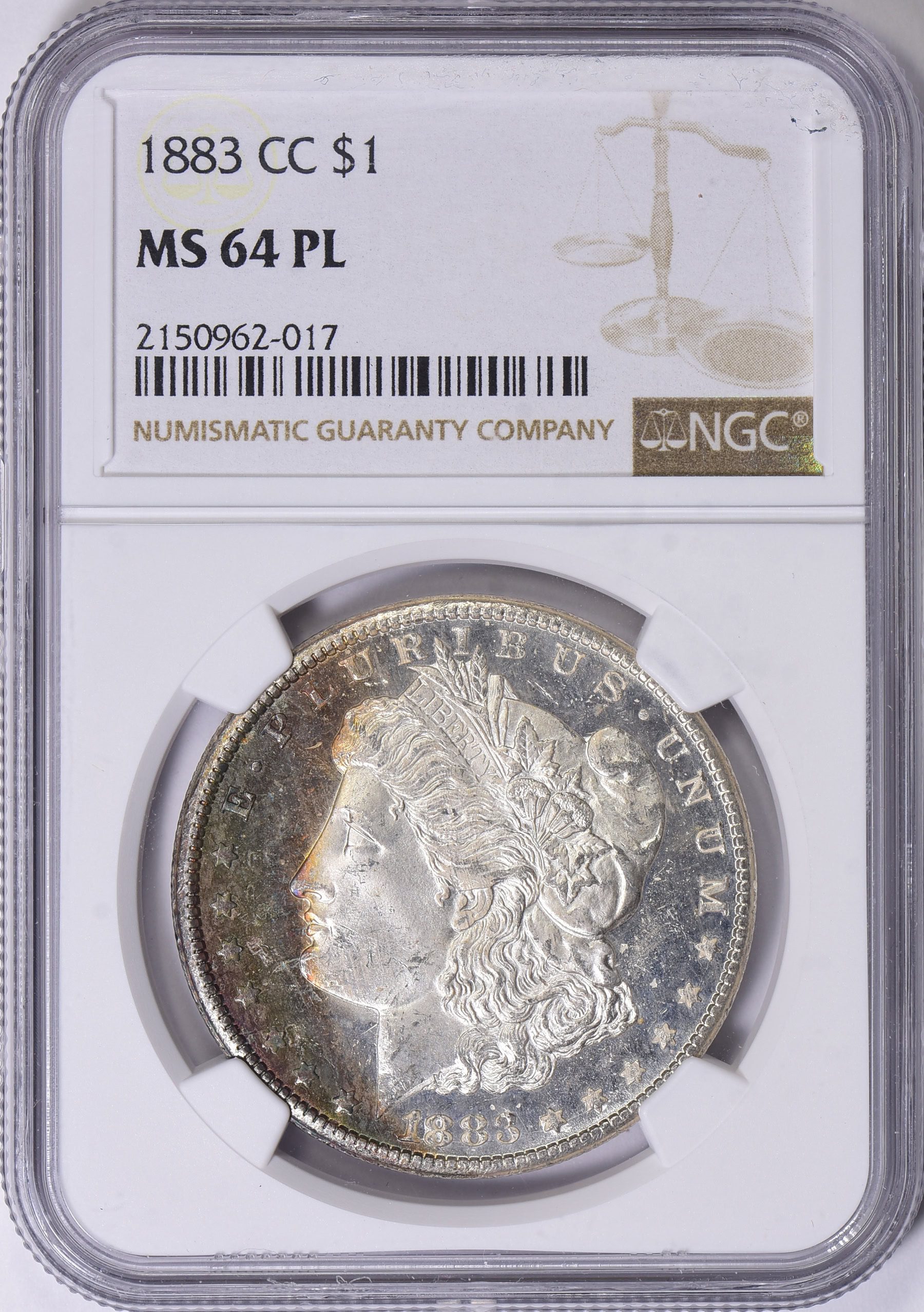 1883-CC Morgan Silver Dollar NGC MS-64 PL (Toned) (Item 1700431) | GreatCollections Coin Auctions