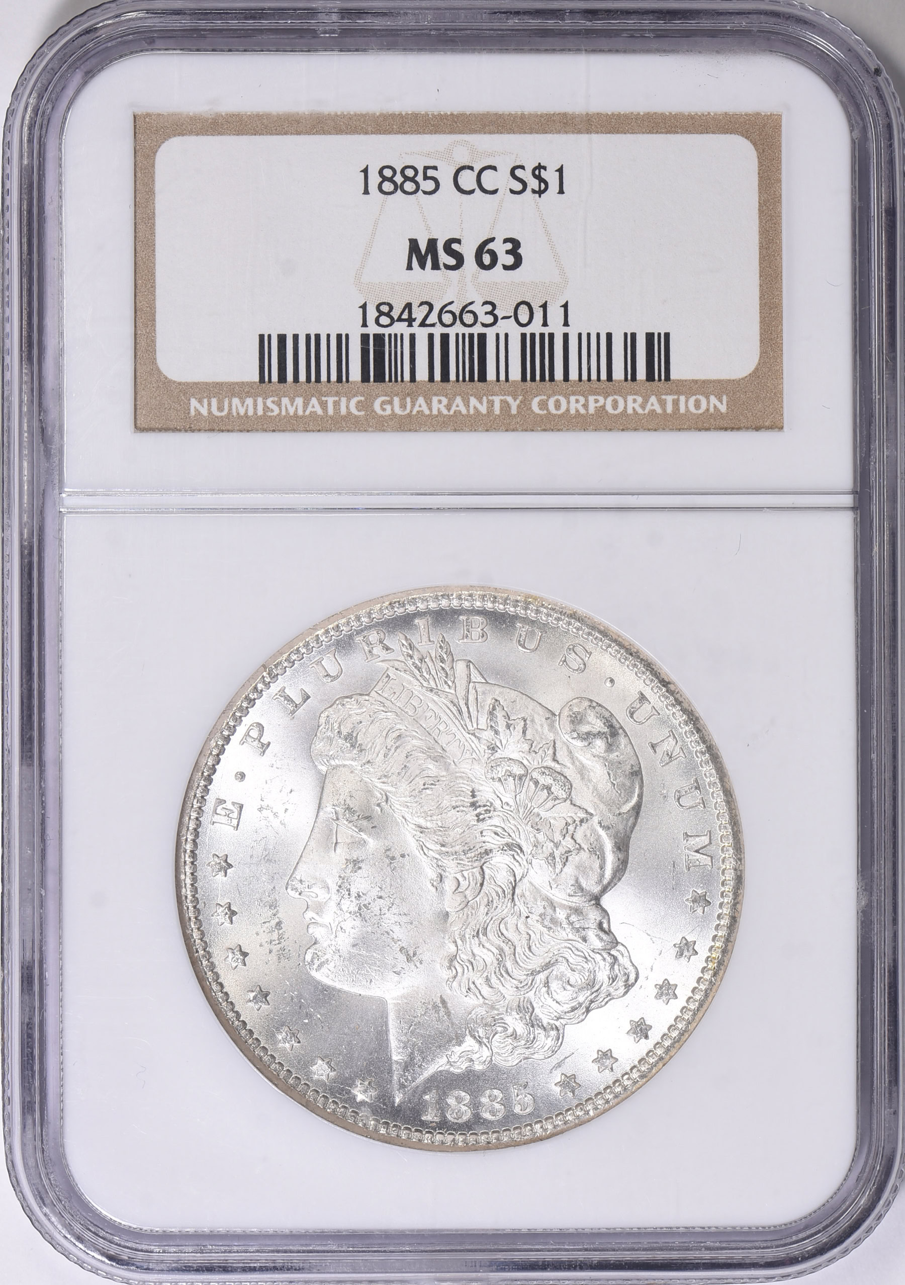 1885-CC Morgan Silver Dollar NGC MS-63 (Item 1700432) | GreatCollections Coin Auctions