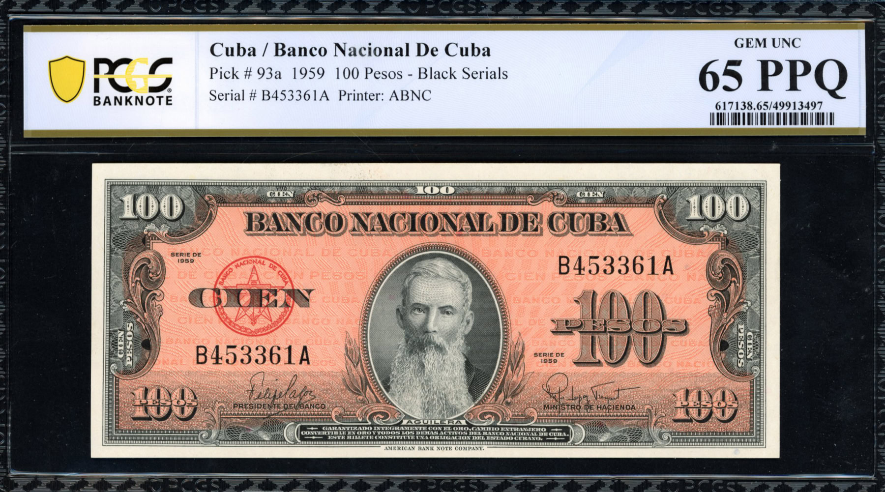 Cuba 1959 100 Pesos Banco Nacional de Cuba Note SCWPM-93a PCGS Banknote ...