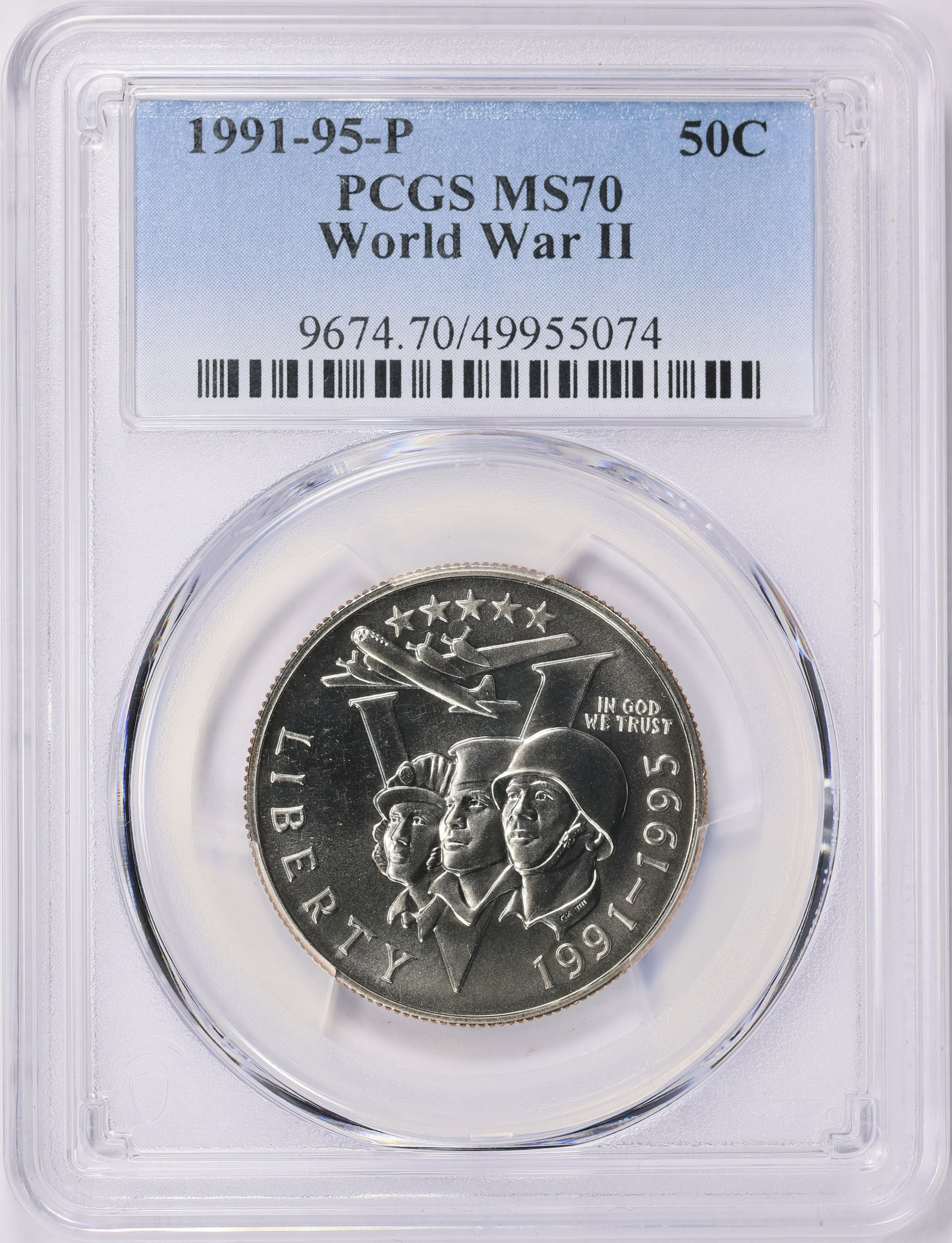 1991-95-P 50th Anniversary of World War II Clad Half Dollar PCGS MS-70 ...