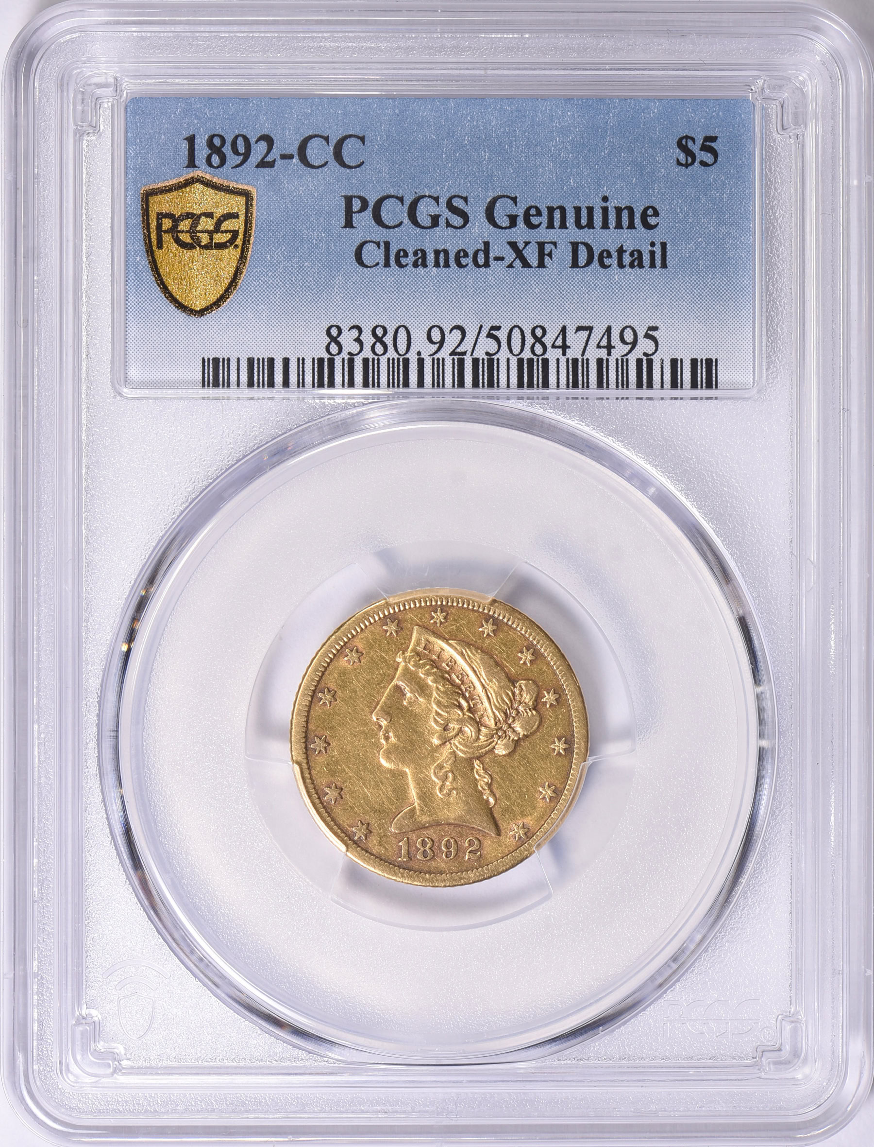 1892-CC Liberty Gold Half Eagle PCGS Genuine XF Details (Item 1700595) | GreatCollections Coin ...