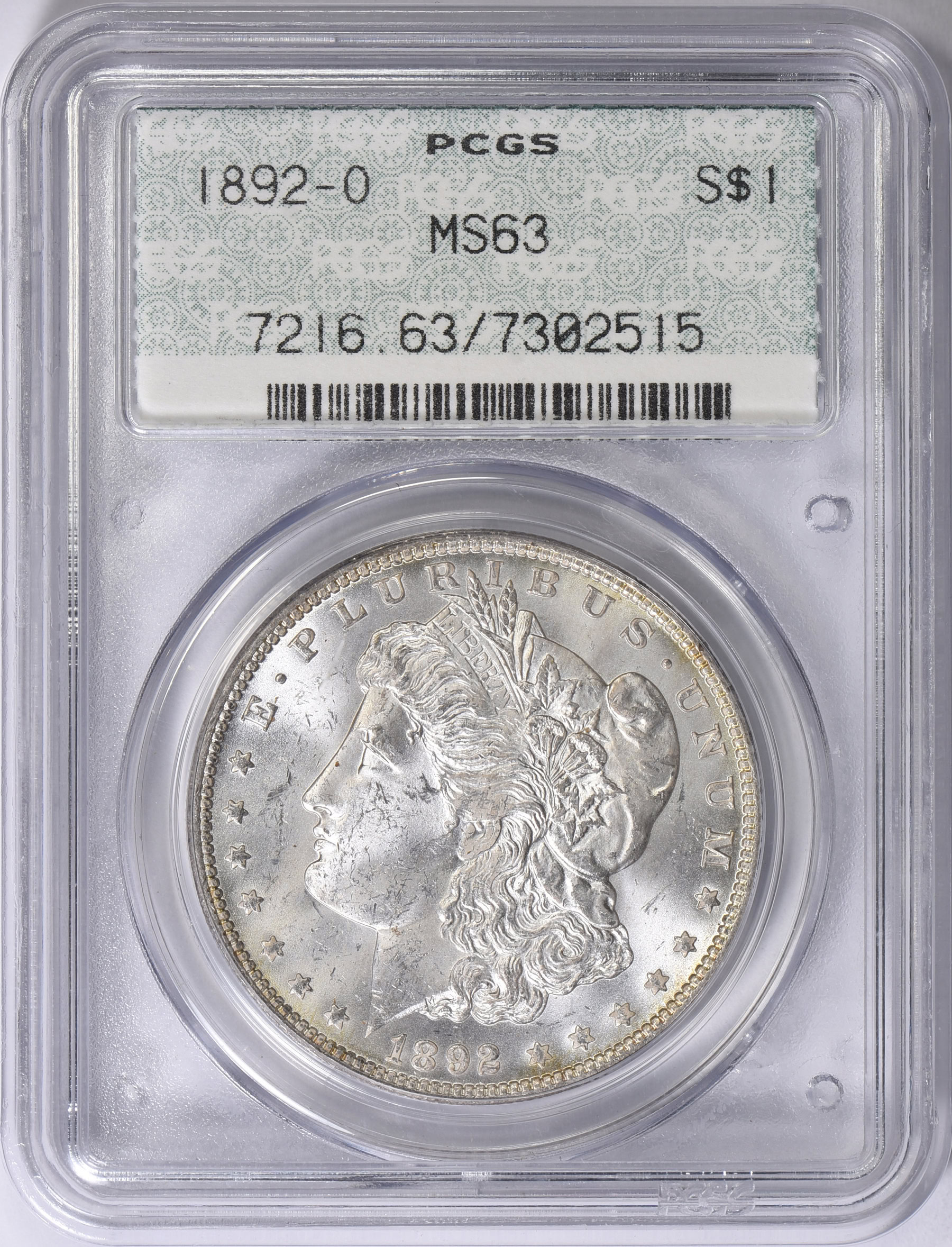 1892-O Morgan Silver Dollar PCGS MS-63 OGH (Doily) (Item 1700720) | GreatCollections Coin Auctions