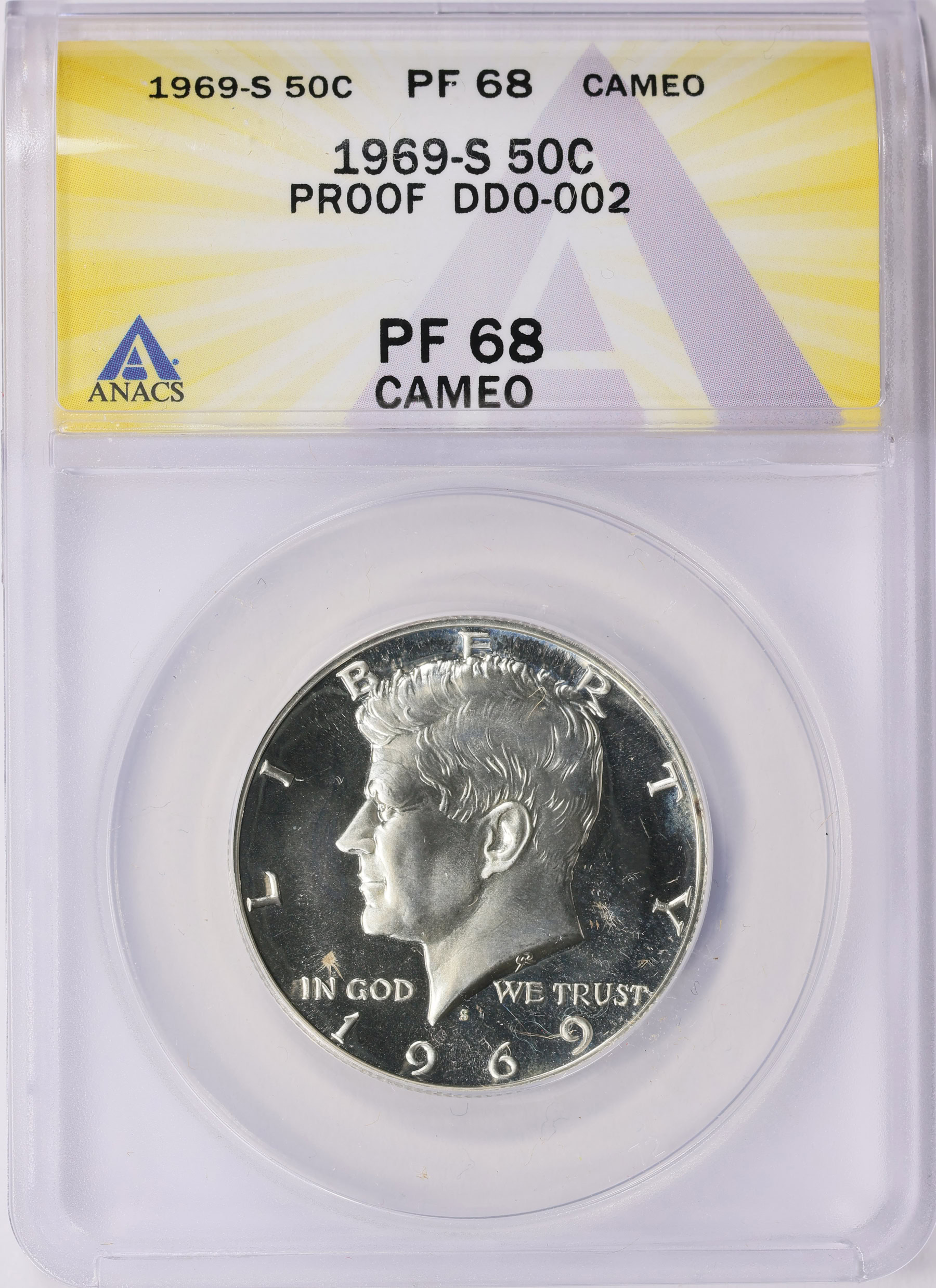 1969-S Kennedy Half Dollar DDO-002 ANACS Proof-68 CAMEO (Item 1700787) | GreatCollections Coin ...