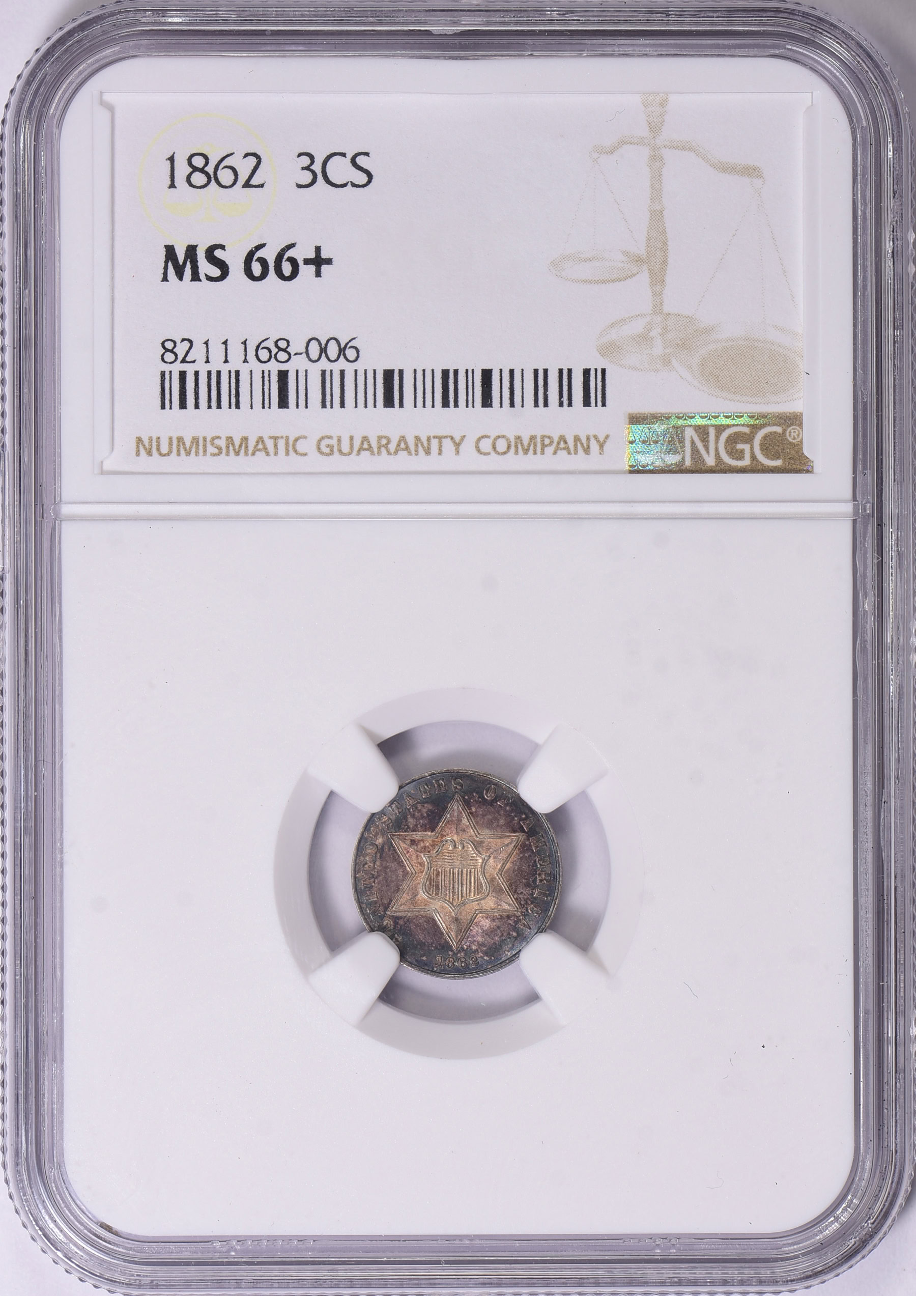1862 Silver Three-Cent Piece NGC MS-66+ (Toned) (Item 1700822 ...
