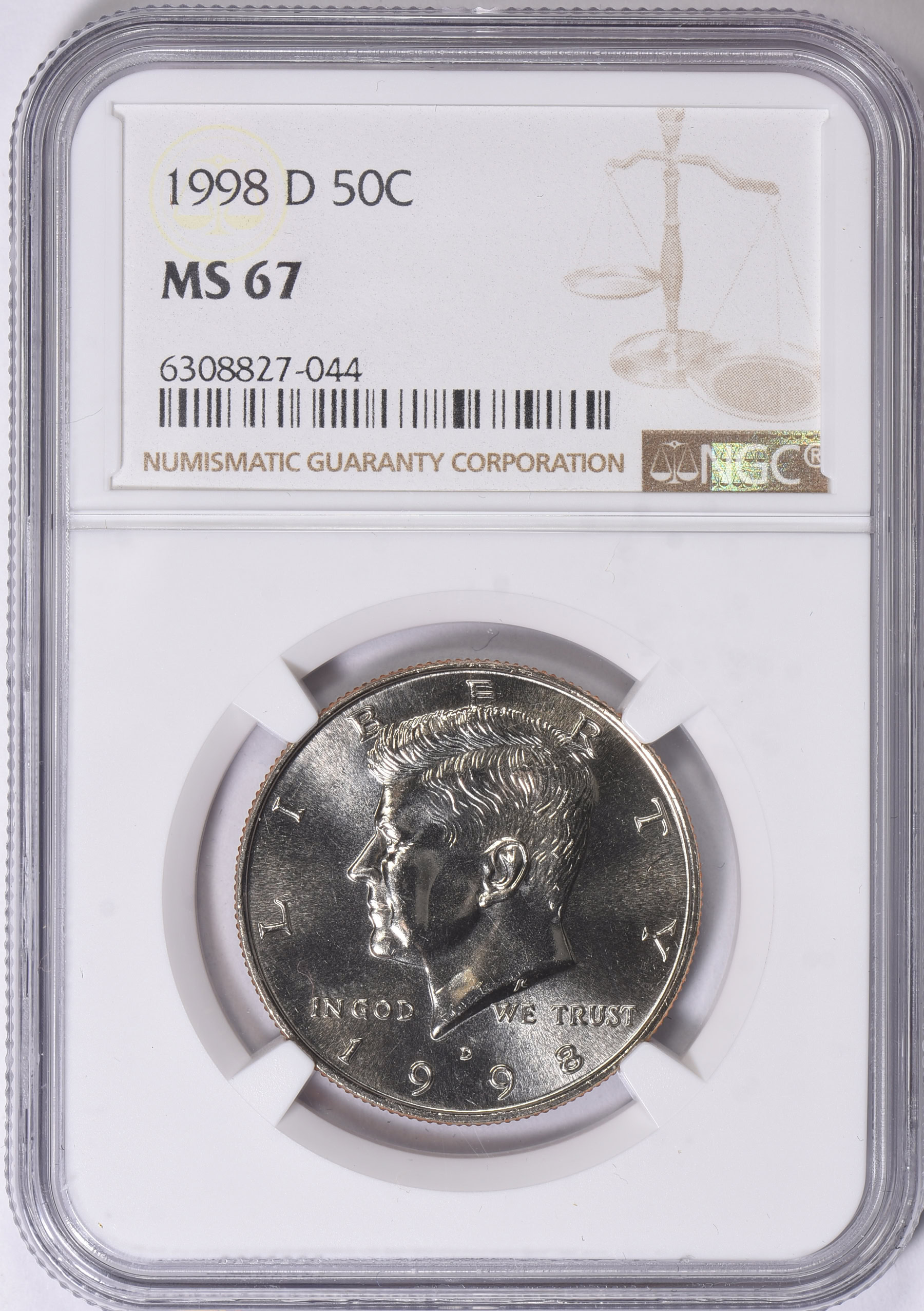 1998-D Kennedy Half Dollar NGC MS-67 (Item 1700842) | GreatCollections Coin Auctions
