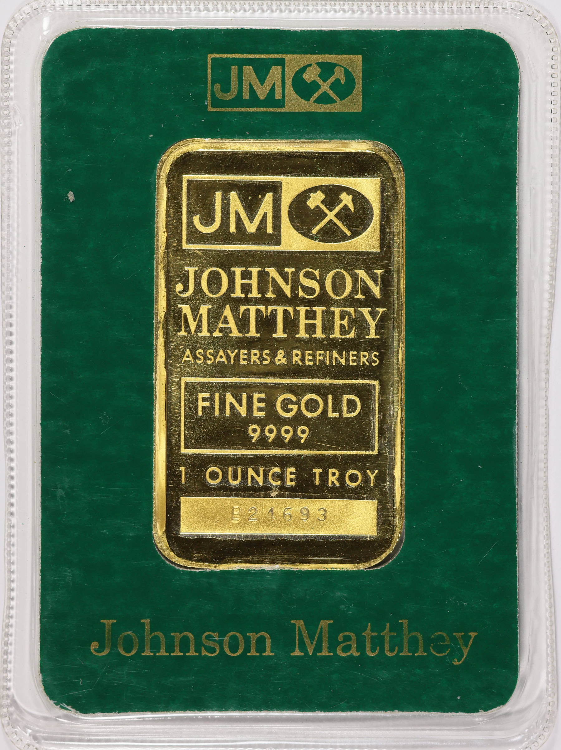ND Gold 1oz Johnson Matthey Ingot/Bar Uncertified in Card of Issue (AGW ...